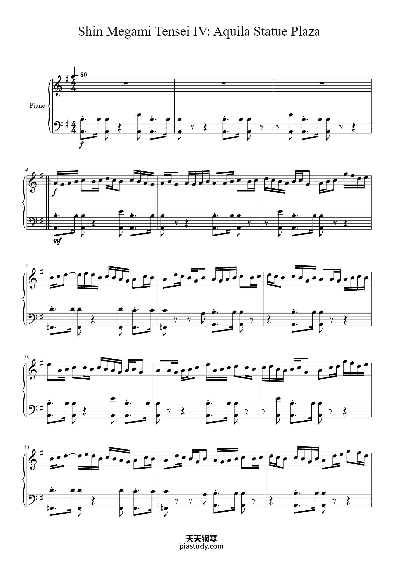 'Shin Megami Tensei IV: Aquila Statue Plaza' - Piano Sheet Music By ...
