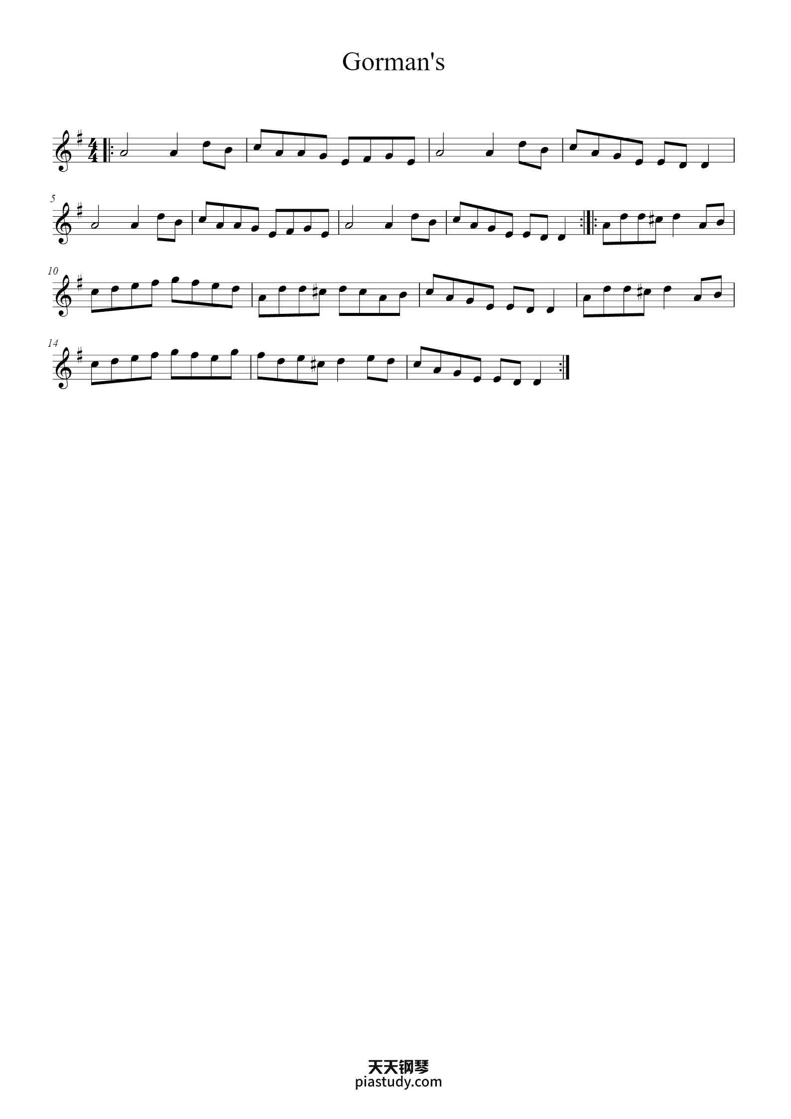 Gorman's钢琴谱 - Peter_94 - free piano sheet music - PiaNoproblem
