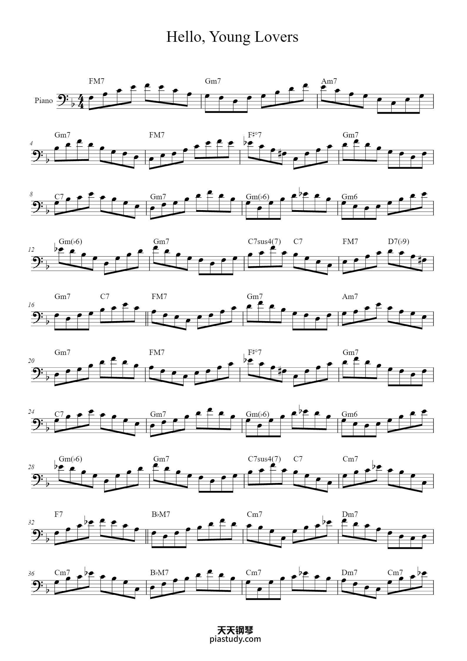 Hello, Young Lovers钢琴谱 - Camilgreg - free piano sheet music - PiaNoproblem