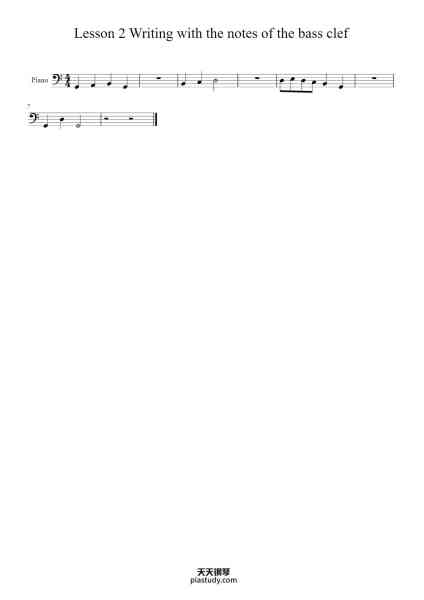 'Lesson 2 Writing with the notes of the bass clef' - Piano Sheet Music ...