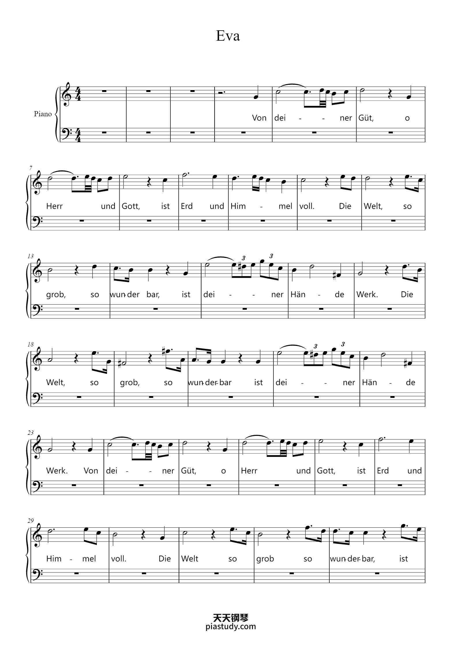 'Eva' - Piano Sheet Music By Joseph Haynd | TOPiano