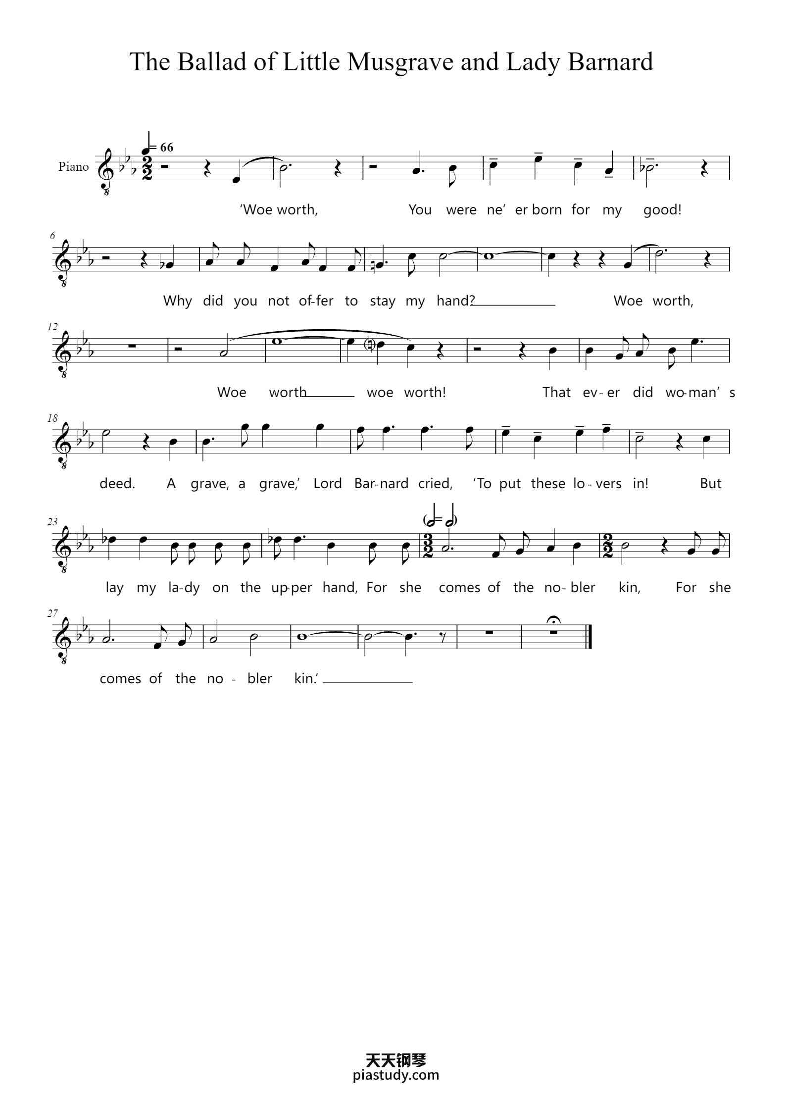 The Ballad of Little Musgrave and Lady Barnard钢琴谱 - Benjamin Britten ...