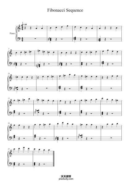 Fibonacci Sequence钢琴谱 - Wilsa - free piano sheet music - PiaNoproblem