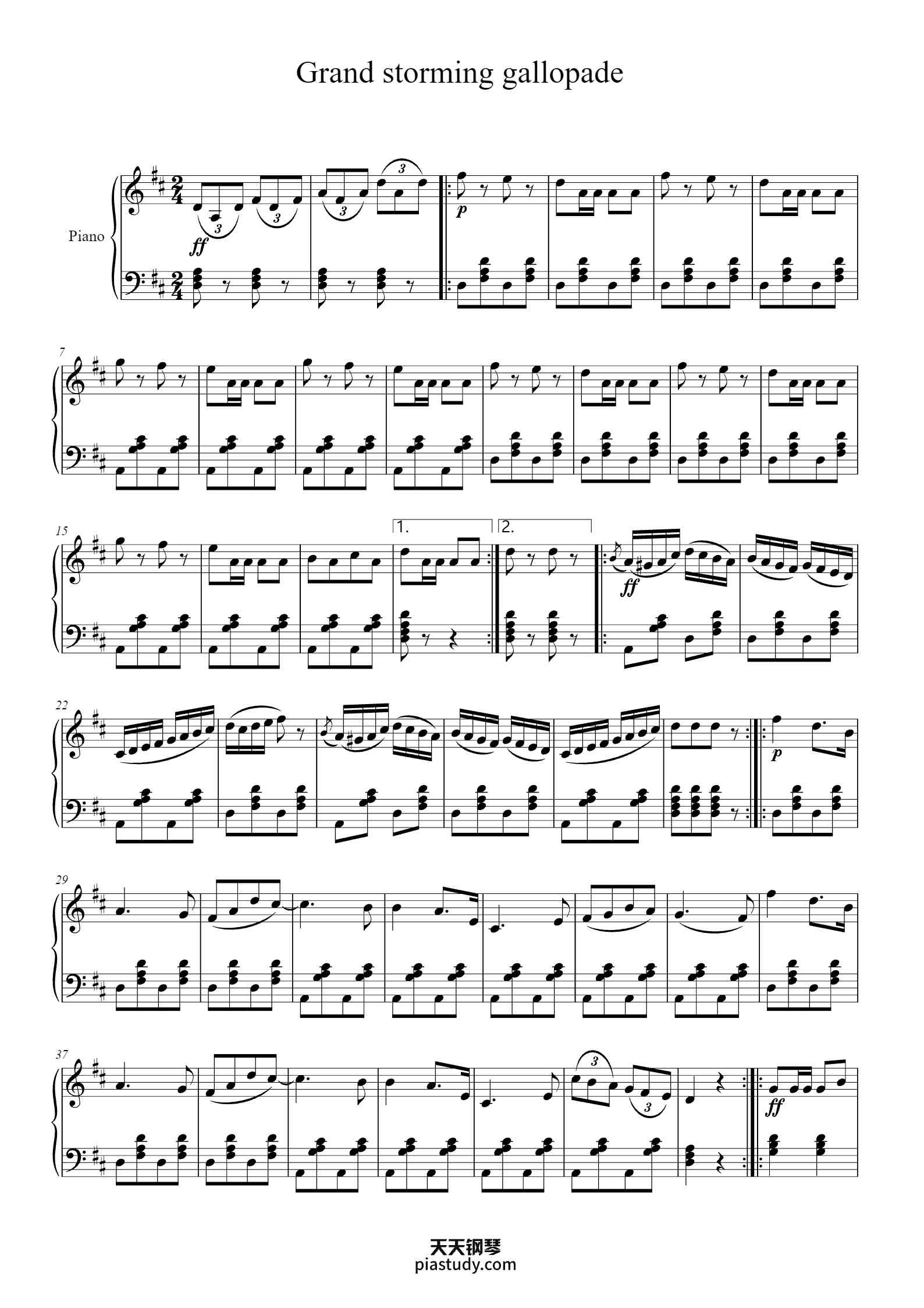 Grand Storming Galopade钢琴谱 - Louis Wallis - free piano sheet music ...