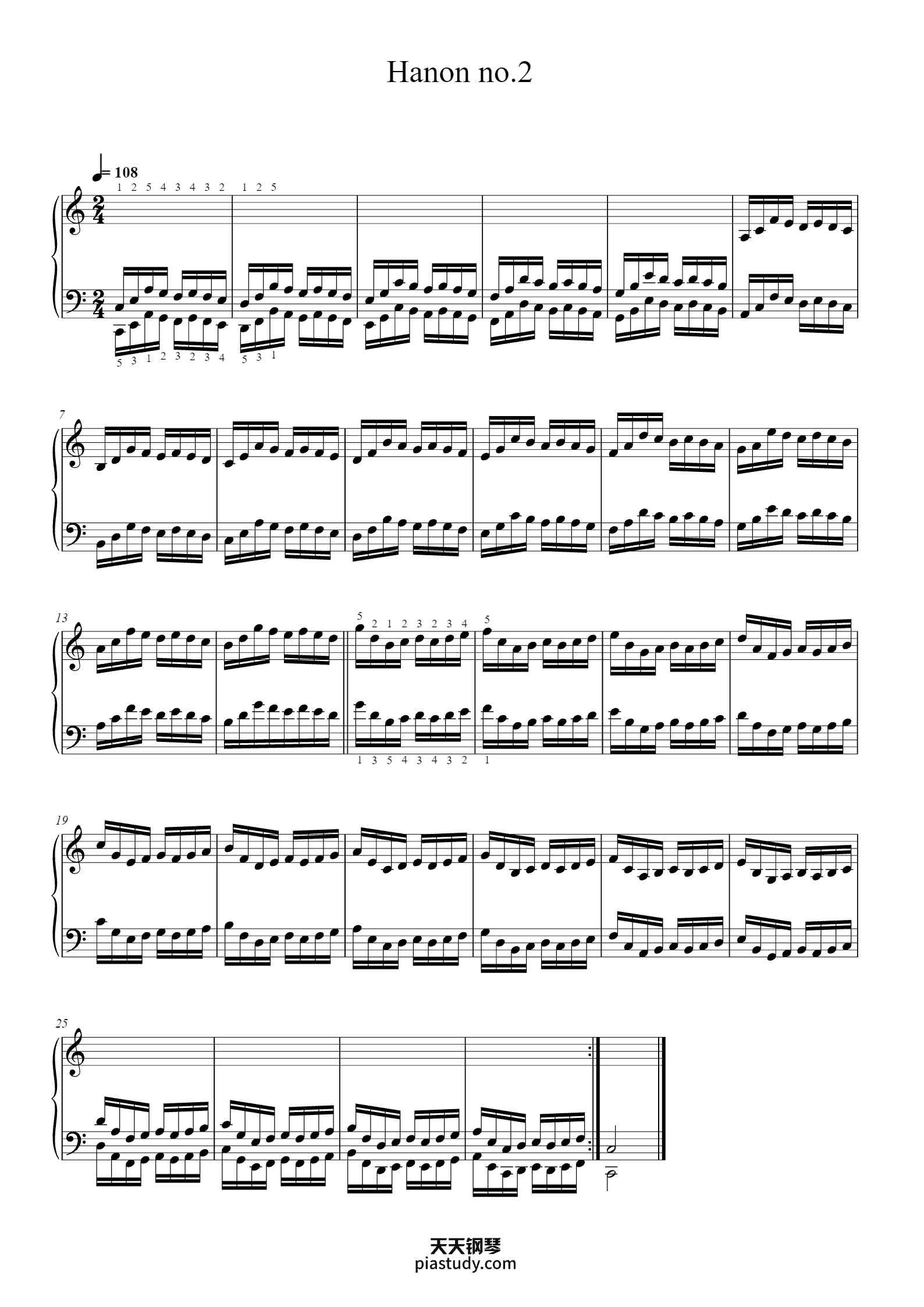 Hanon no.2钢琴谱 - Charles-Louis Hanon - free piano sheet music - PiaNoproblem