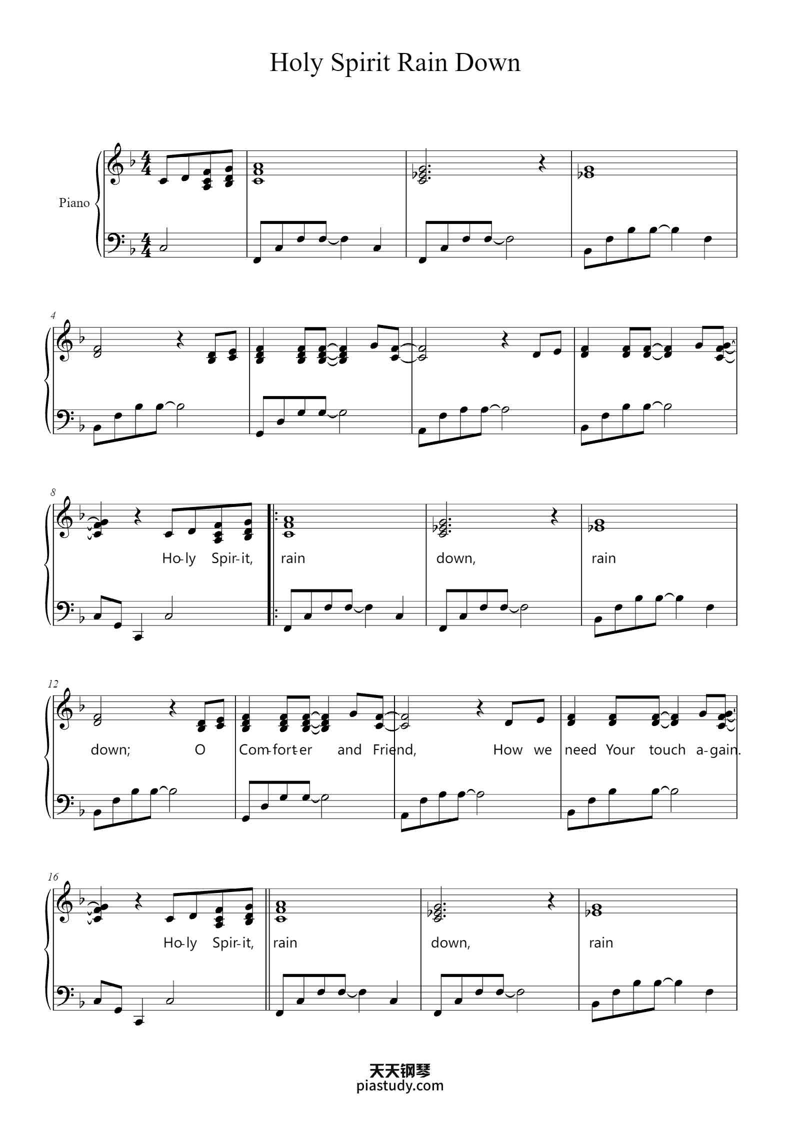'Holy Spirit Rain Down' - Piano Sheet Music By Russell Frager | TOPiano