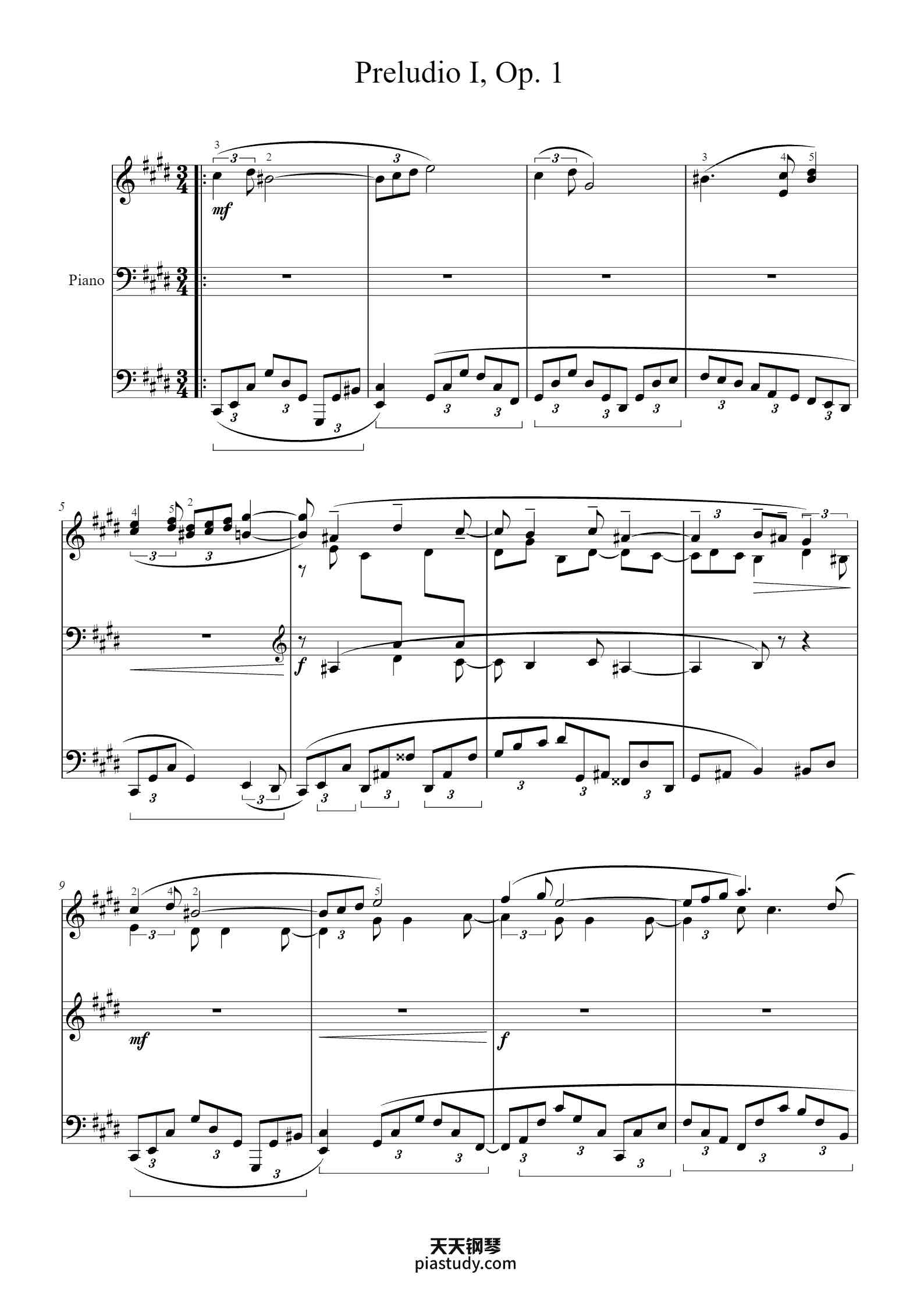 Preludio I, Op. 1钢琴谱 - C. Lascala - free piano sheet music - PiaNoproblem