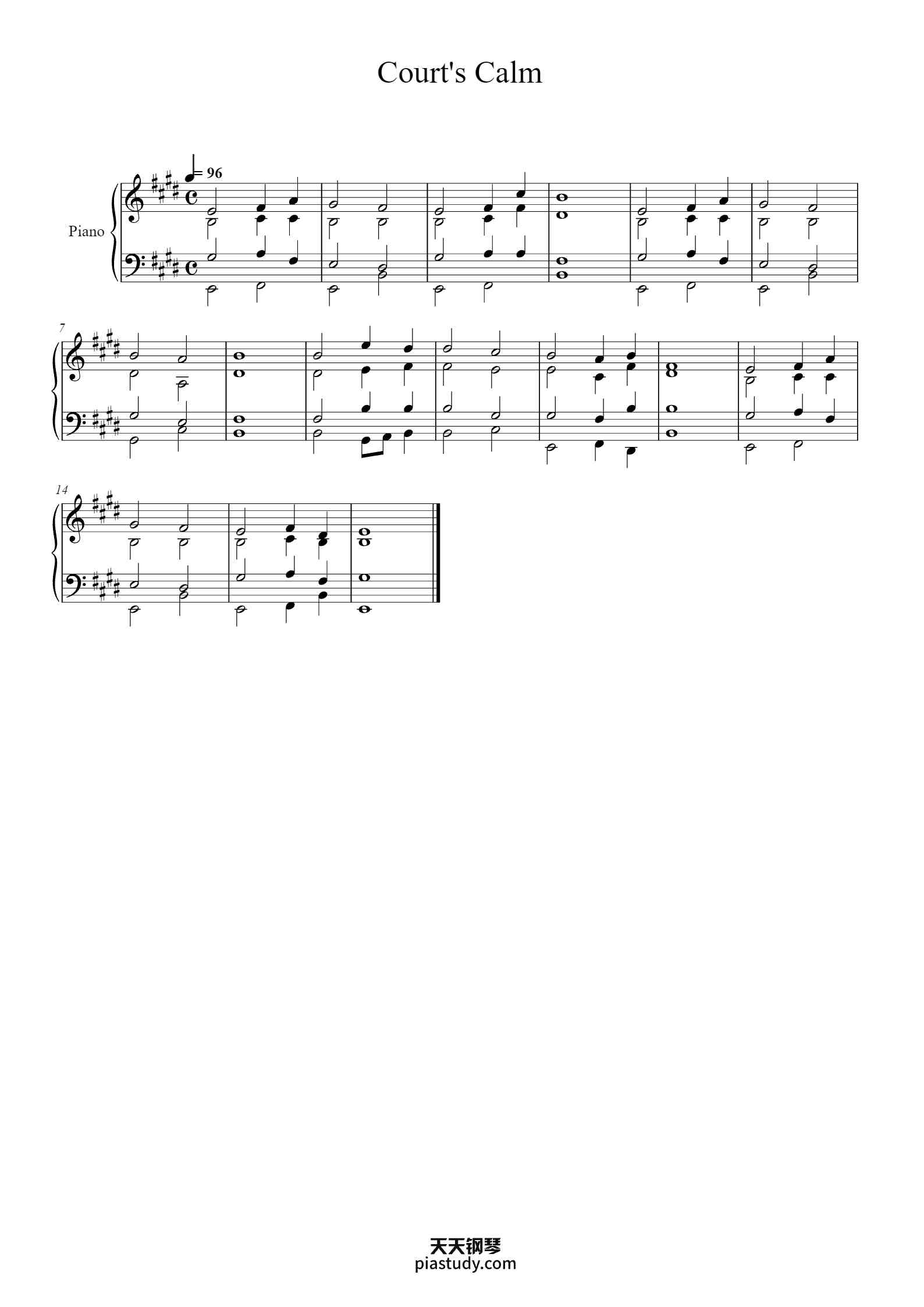 Court's Calm钢琴谱 - Preston Pennington - free piano sheet music ...