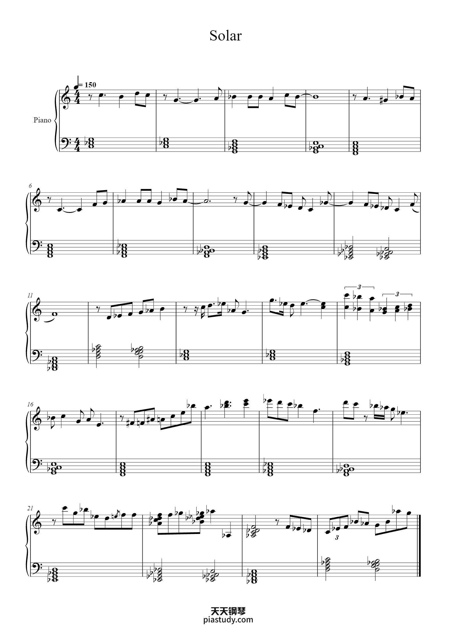 'Solar' - Piano Sheet Music By xxx | TOPiano