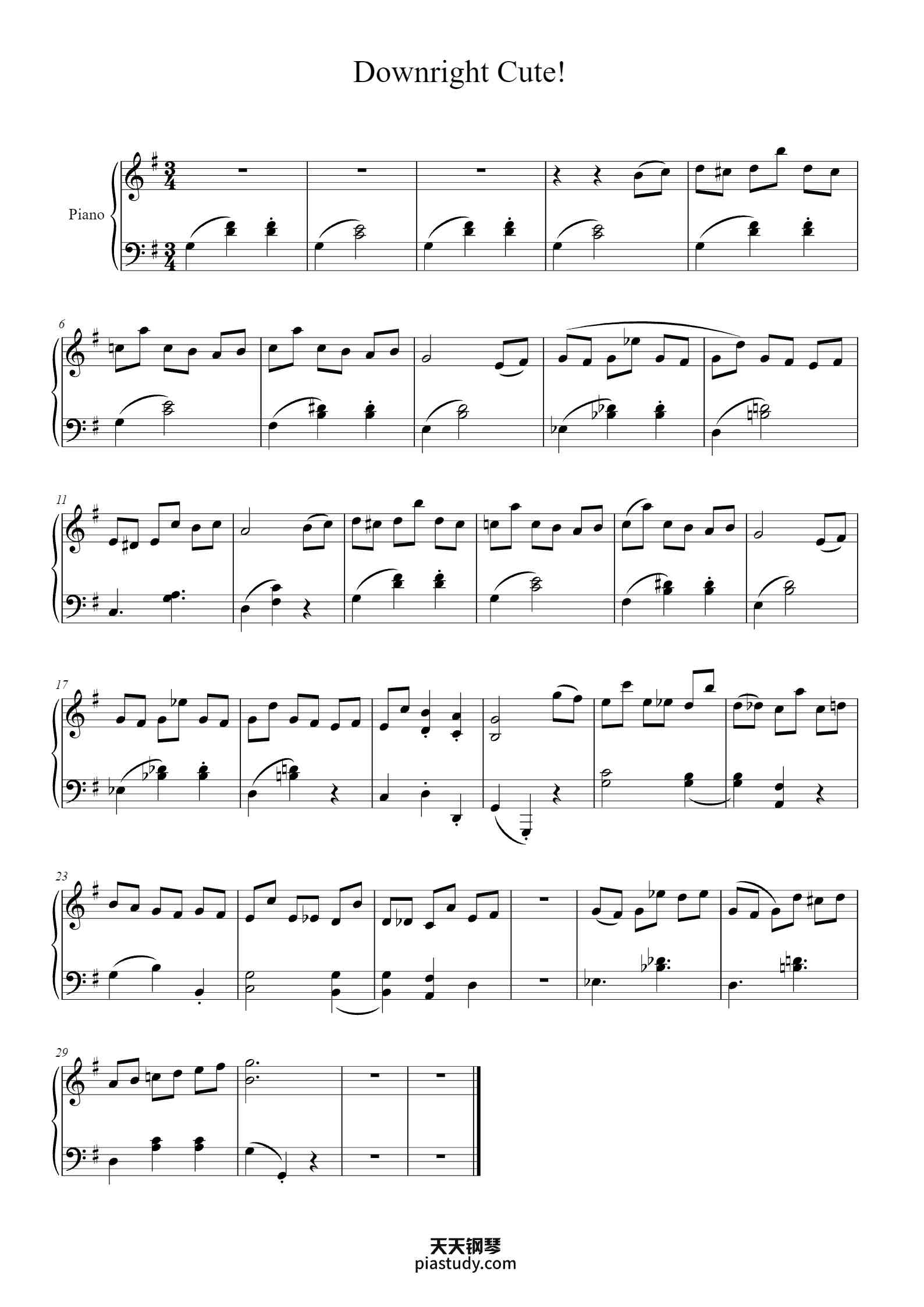 Downright Cute!钢琴谱 - rexelias - free piano sheet music - PiaNoproblem