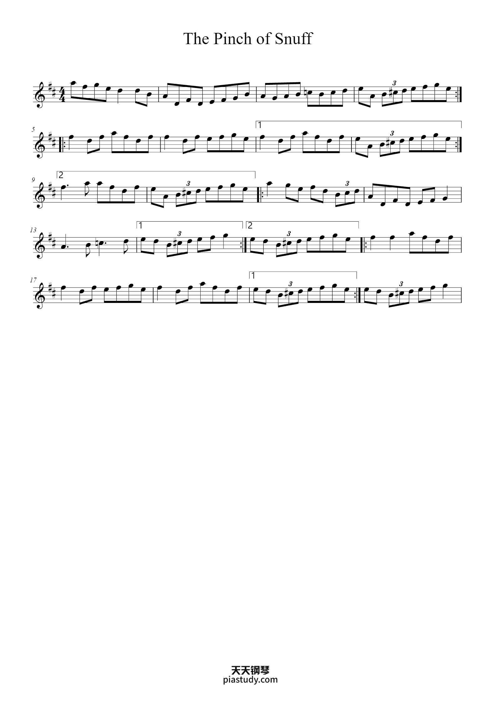 The Pinch of Snuff钢琴谱 - Peter 94 - free piano sheet music - PiaNoproblem