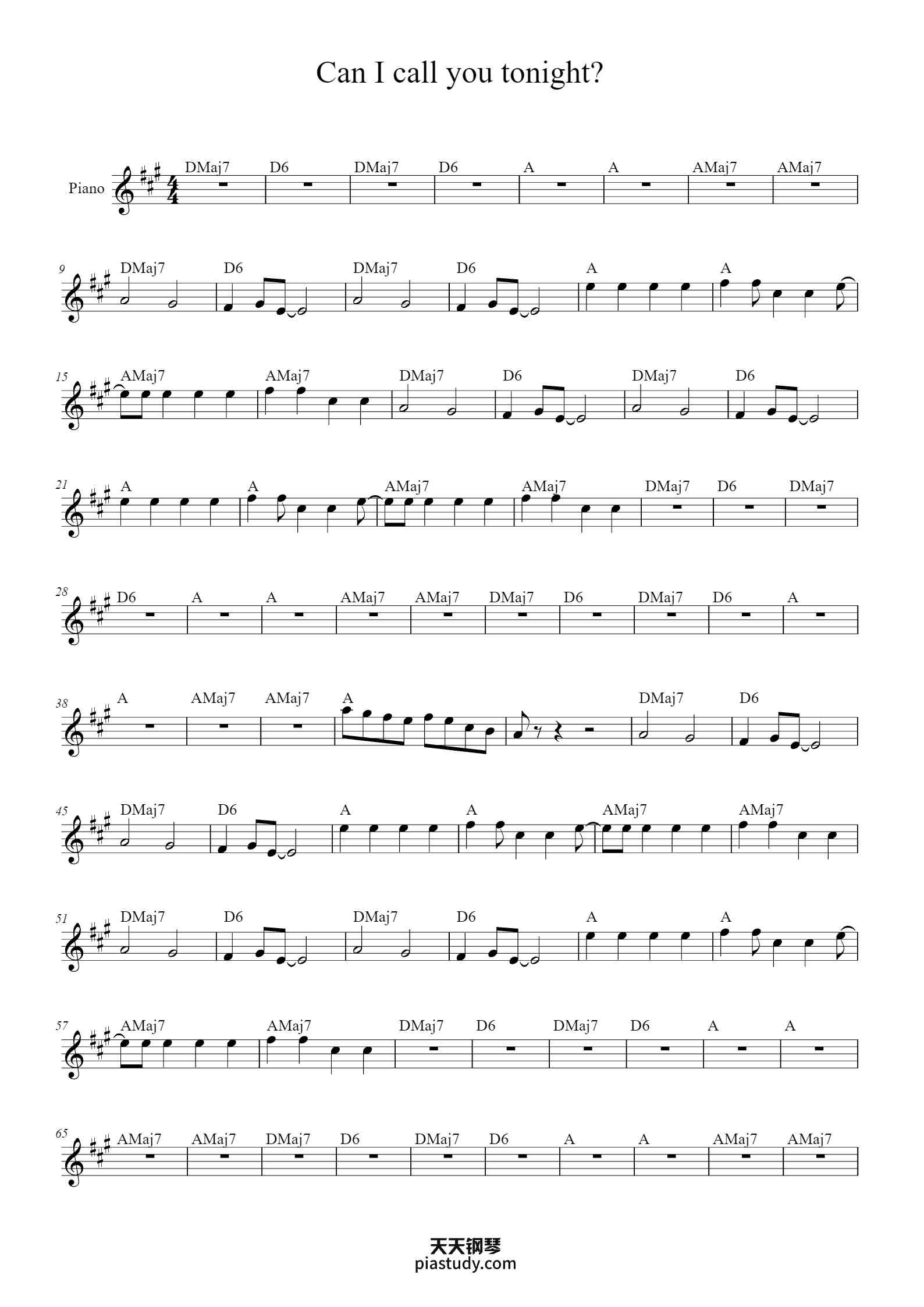 'Can I call you tonight?' - Piano Sheet Music By Dayglow | TOPiano