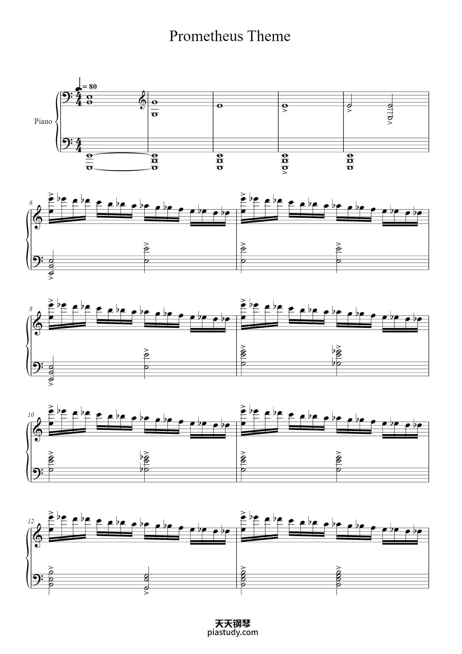 'Prometheus Theme' - Beginner Piano Sheet Music by Blake Neely | TOPiano