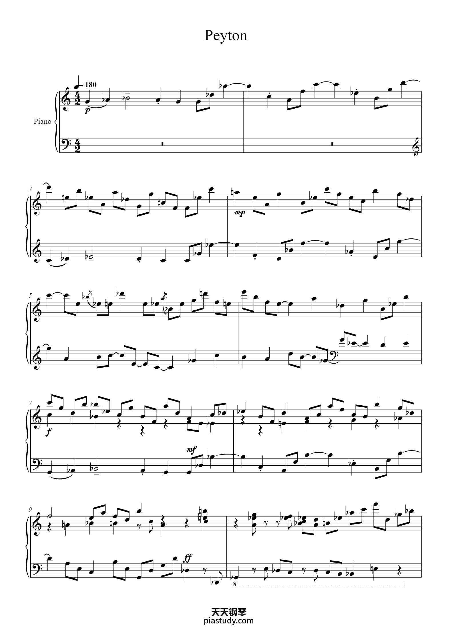 'Peyton' - Piano Sheet Music By Logan Rees | TOPiano