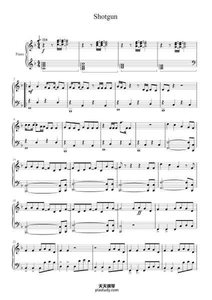 'Shotgun' - Piano Sheet Music By George Ezra | TOPiano