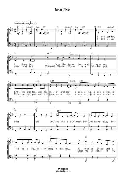 'Java Jive' - Piano Sheet Music By Words and Music by MILTON DRAKE and ...