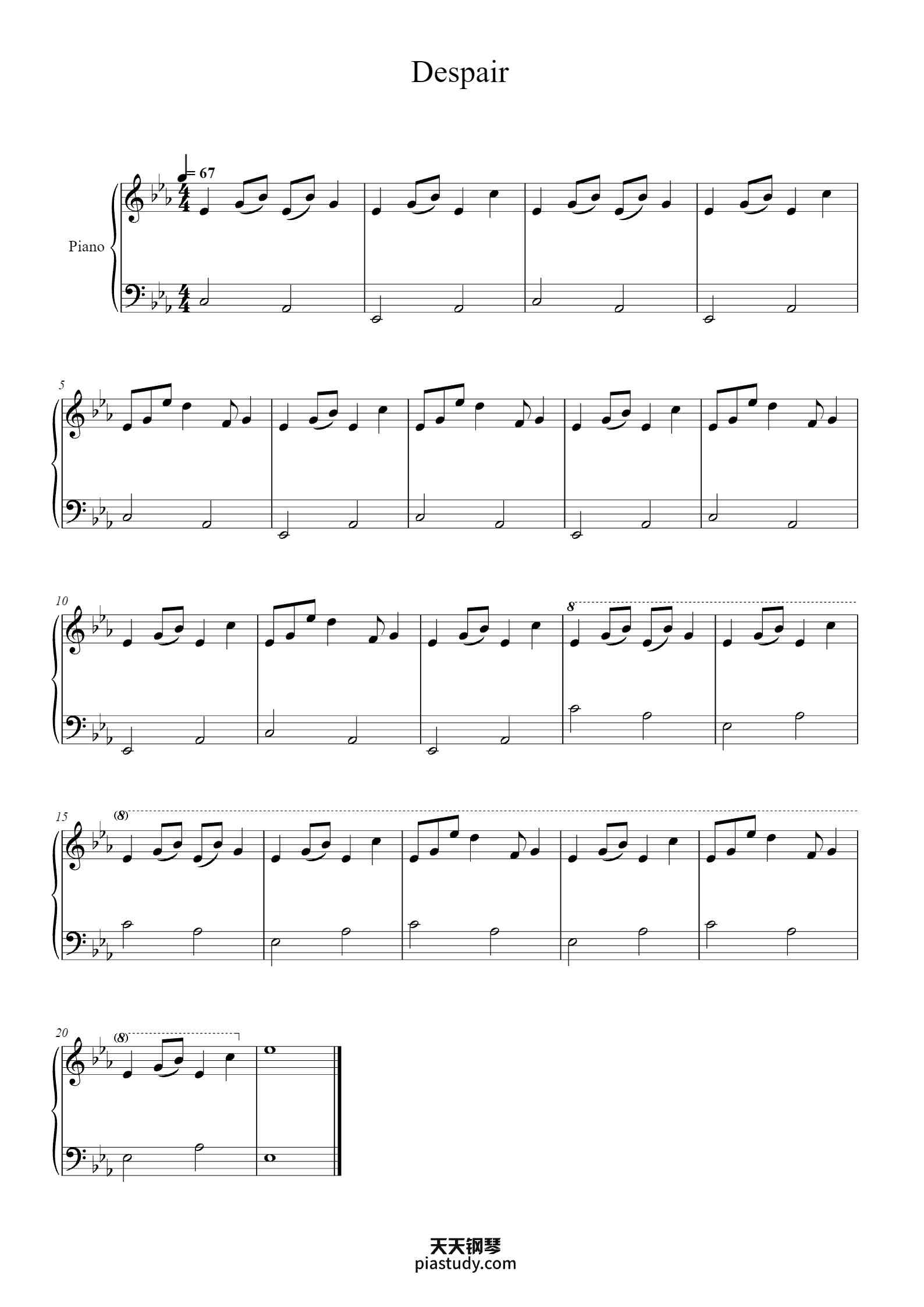 Despair钢琴谱 - Jun Murayama - free piano sheet music - PiaNoproblem