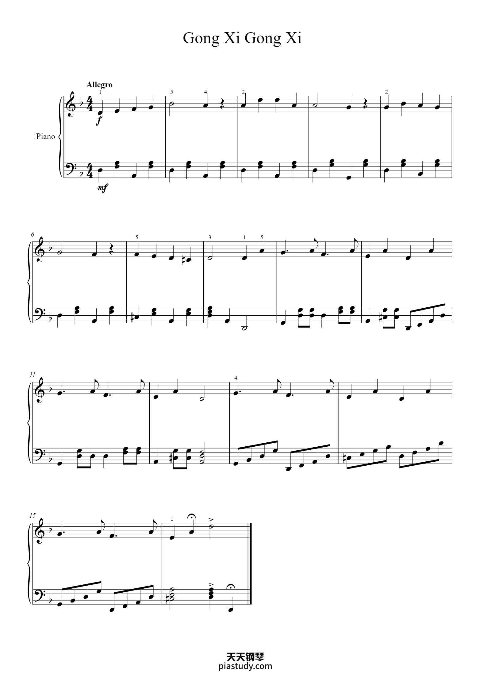 'Gong Xi Gong Xi' - Piano Sheet Music By Arranged by Iris Chu | TOPiano