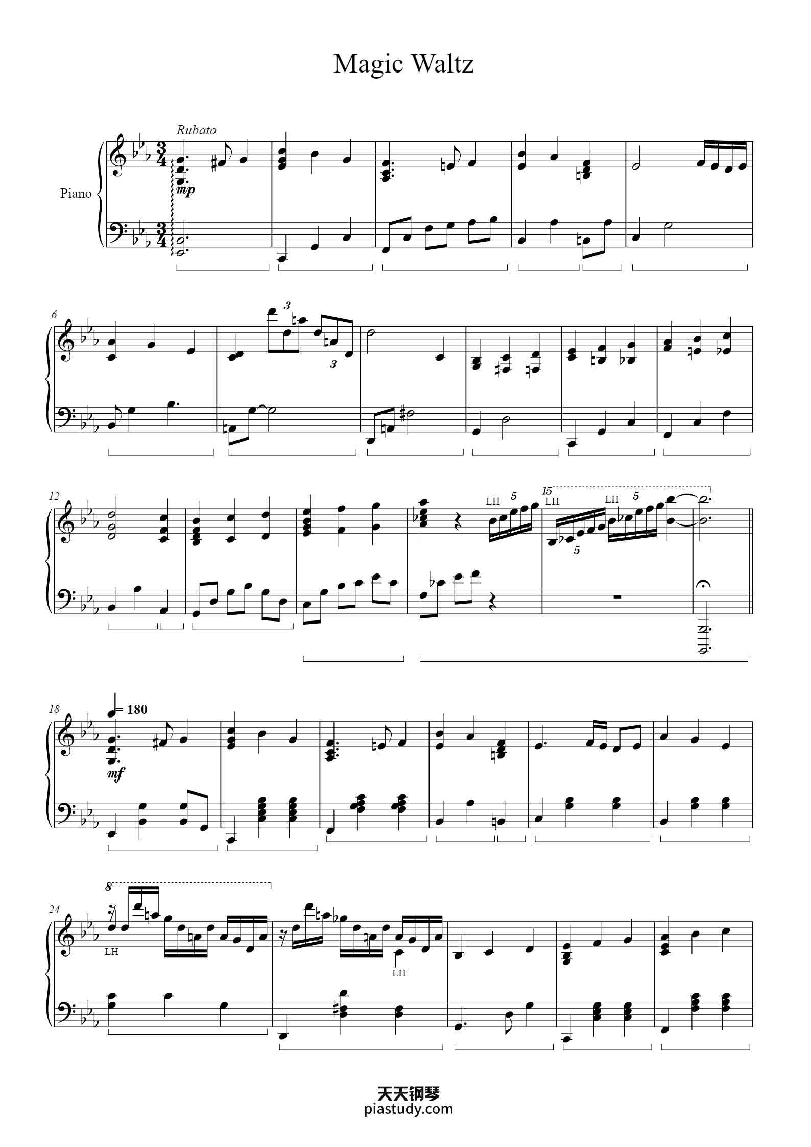 'Magic Waltz' - Piano Sheet Music By Amadeo Tommasi Arranged by Jacob ...