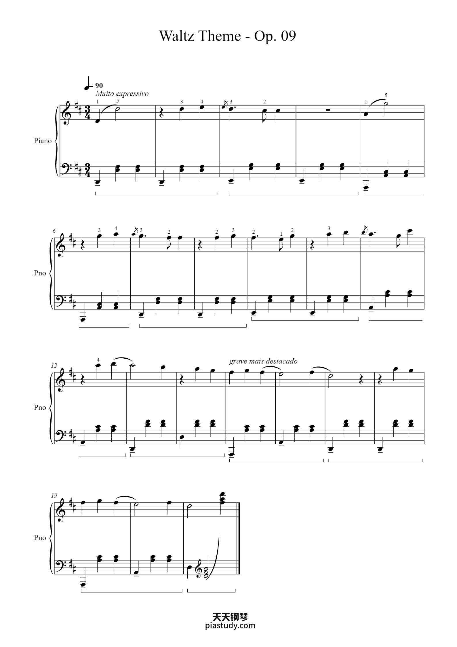 Waltz Theme - Op. 09钢琴谱 - Sdawn Cowclough - free piano sheet music ...