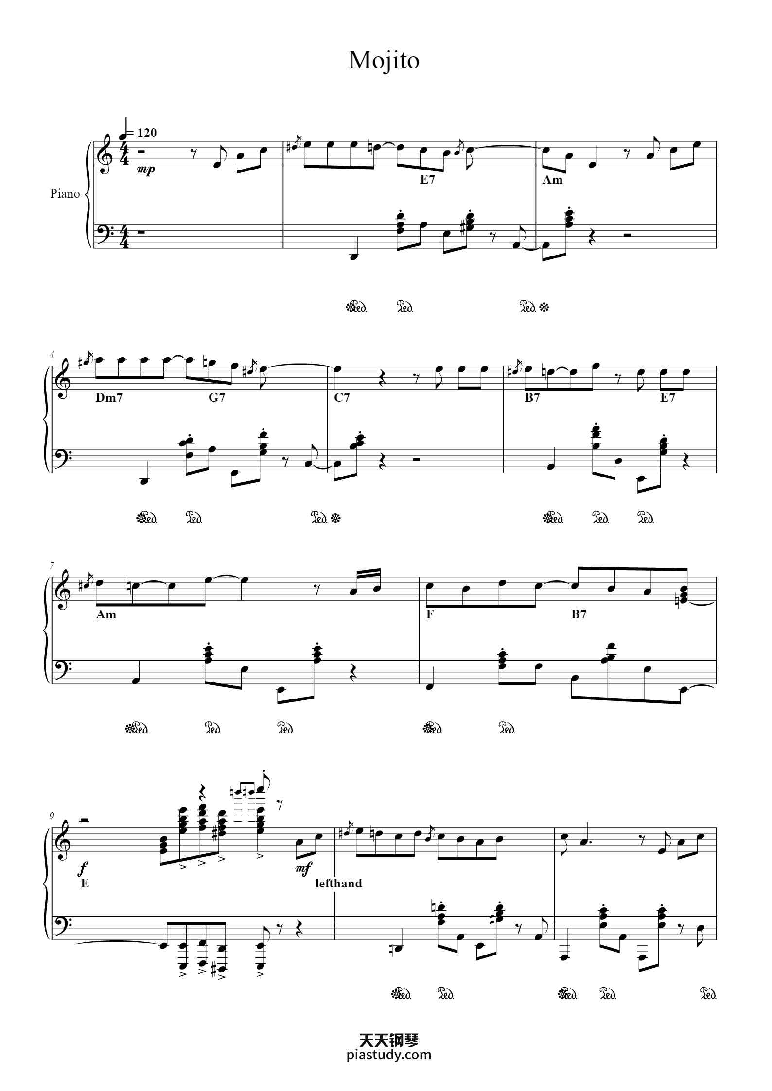 Mojito钢琴谱 - 周杰伦 - free piano sheet music - PiaNoproblem