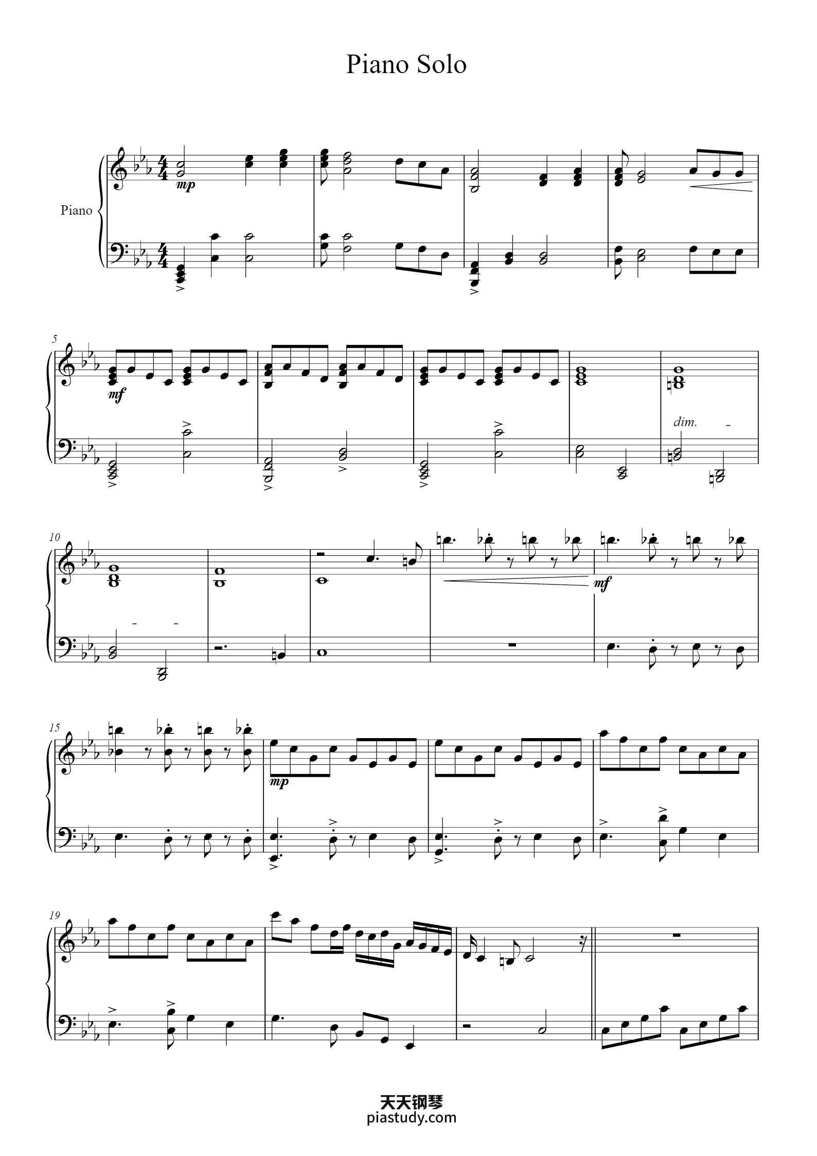 Piano Solo钢琴谱 - Ethan Monberg - free piano sheet music - PiaNoproblem