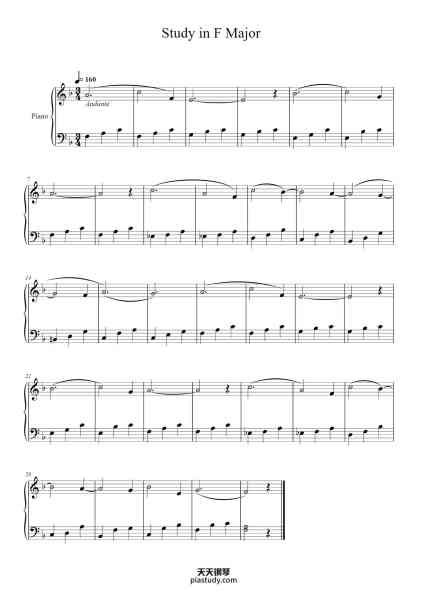 'Study in F Major' - Piano Sheet Music By Cornelius Gurlitt | TOPiano