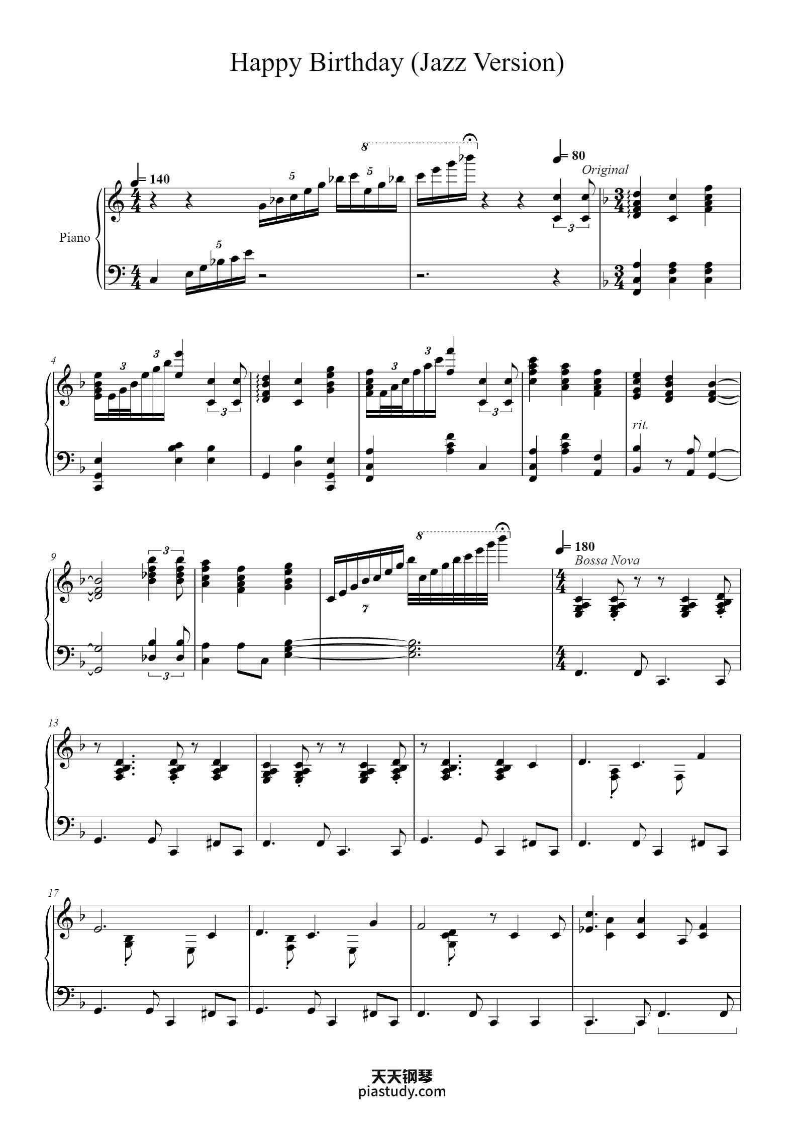 'Happy Birthday (Jazz Version)' - Piano Sheet Music By Arr By Jonny May ...