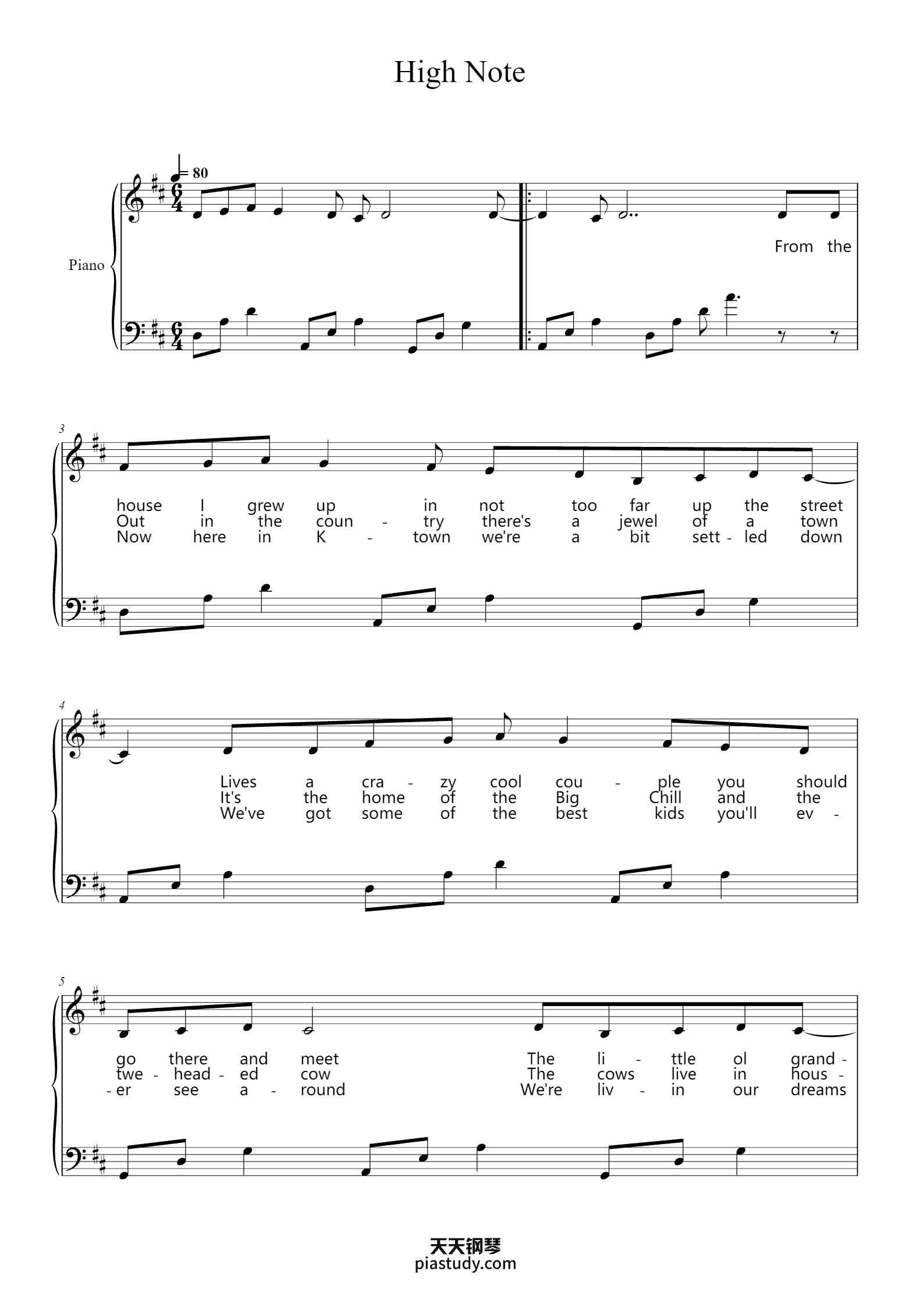 'High Note' - Piano Sheet Music By Heidi McBride Larson | TOPiano