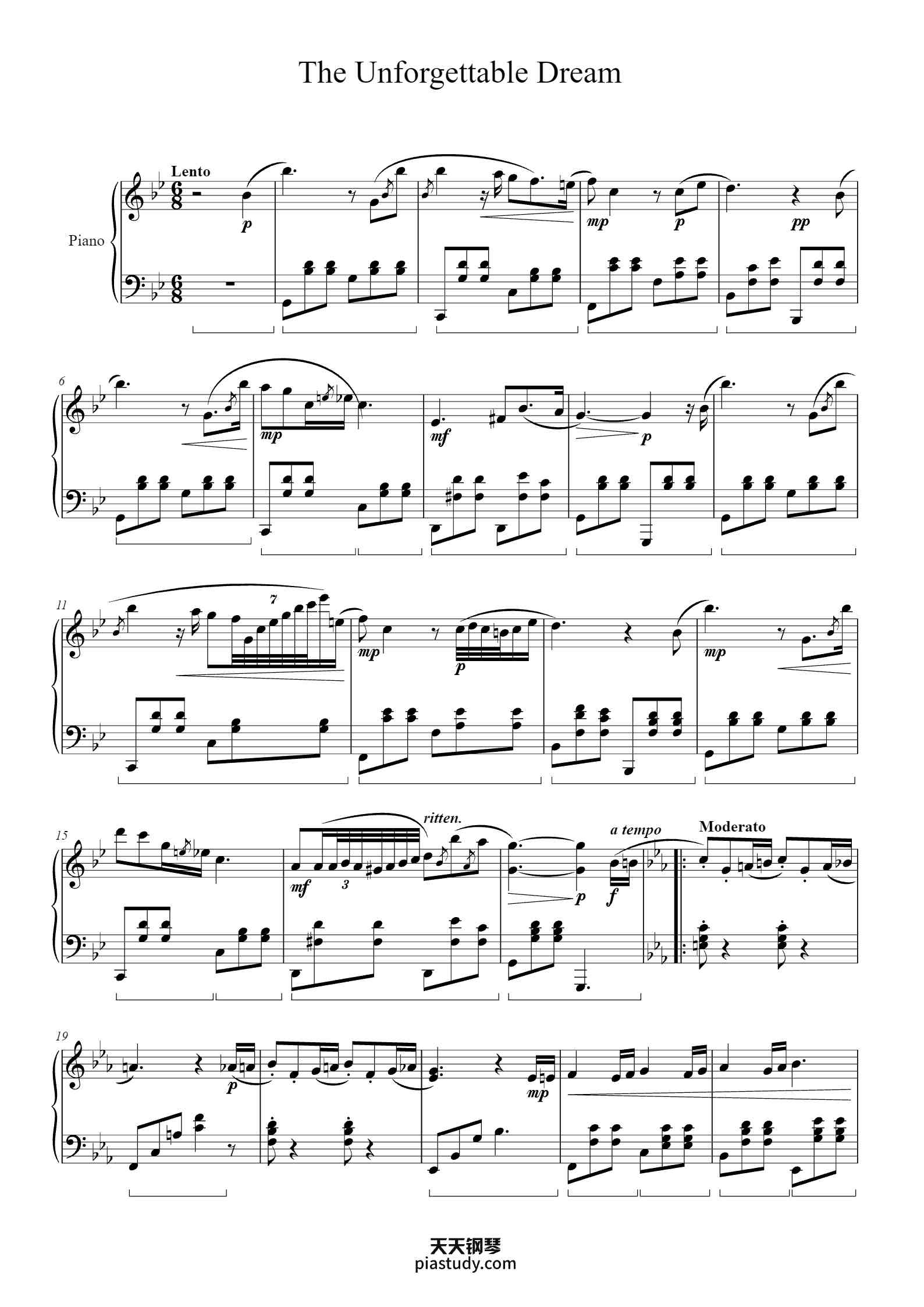 'Dreamshake - The Unforgettable Dream' - Piano Sheet Music By B.J.C ...