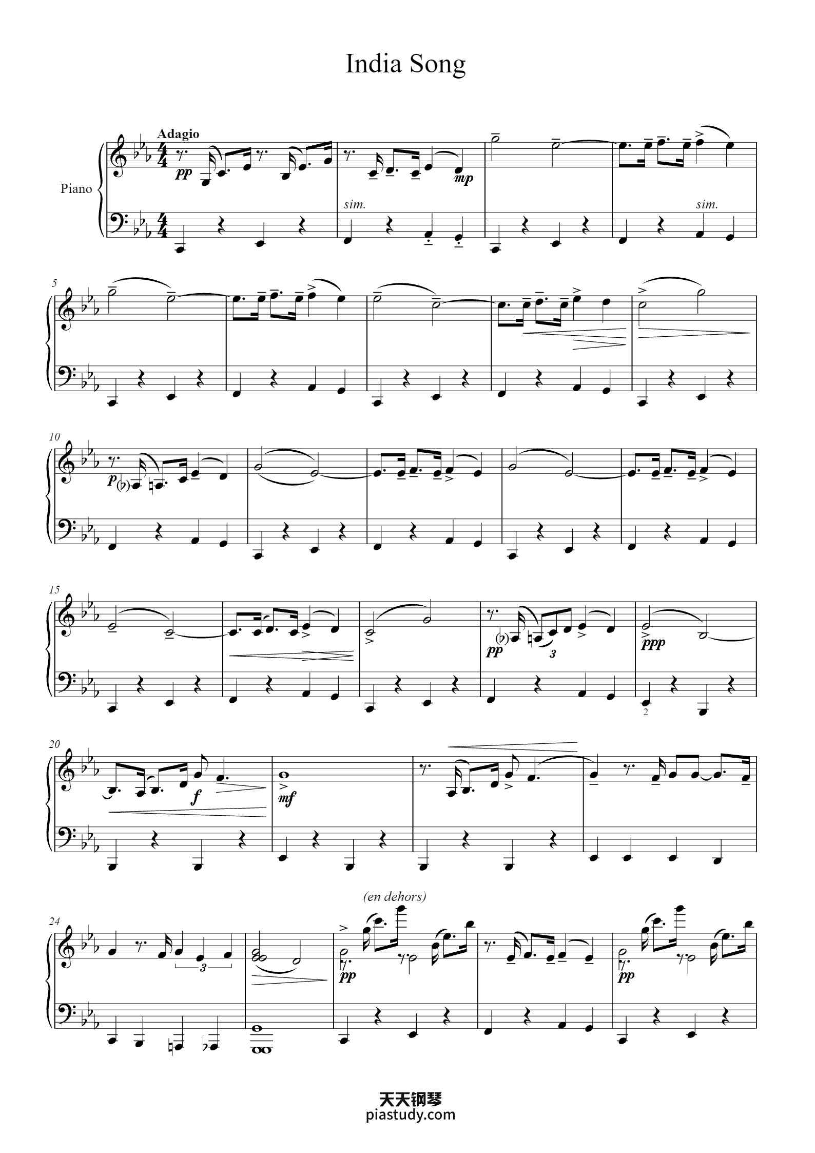 'India Song' - Piano Sheet Music By Carlos d' Alessio | TOPiano