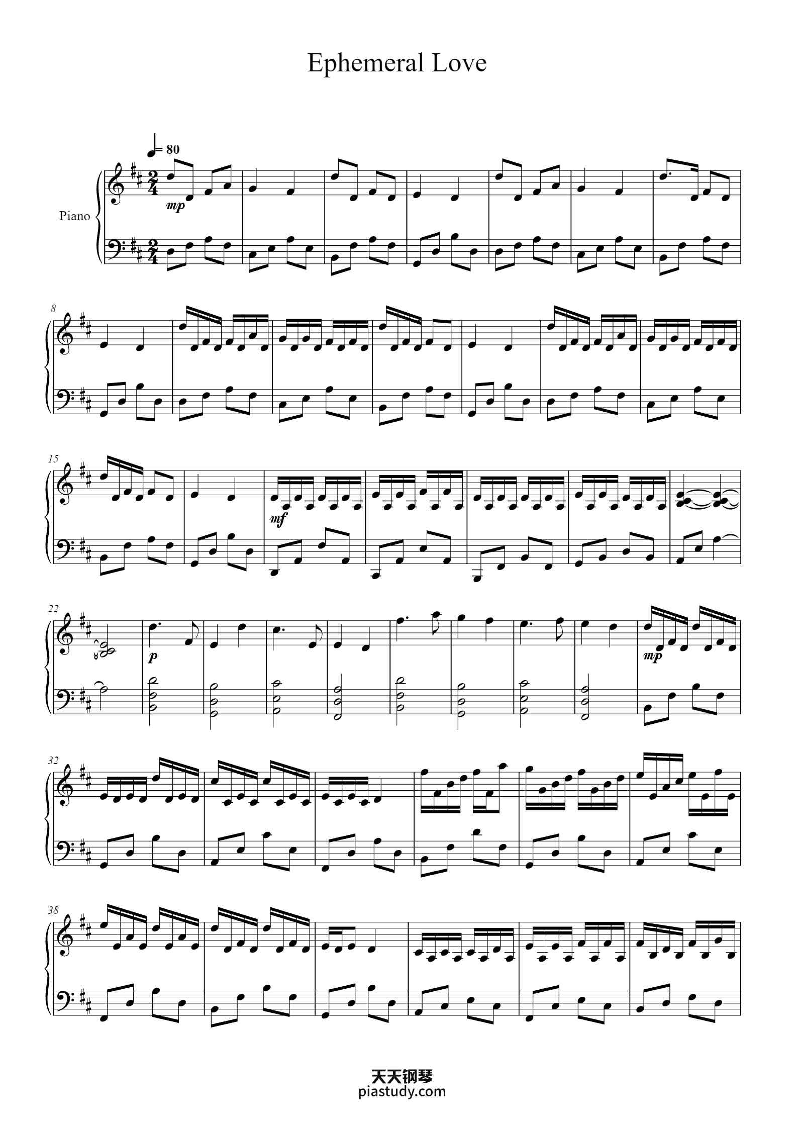 Ephemeral Love - Wild Melodies钢琴谱 - Wild Melodies - free piano sheet ...