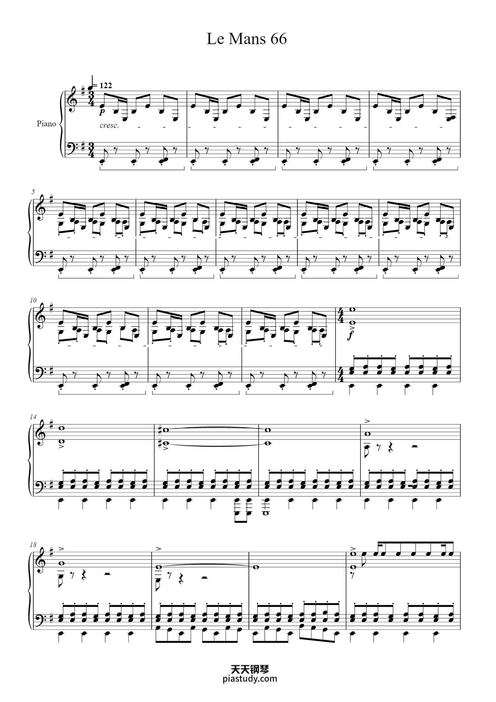 Le Mans 66钢琴谱 - Marco Beltrami/Buck Sanders - free piano sheet music ...