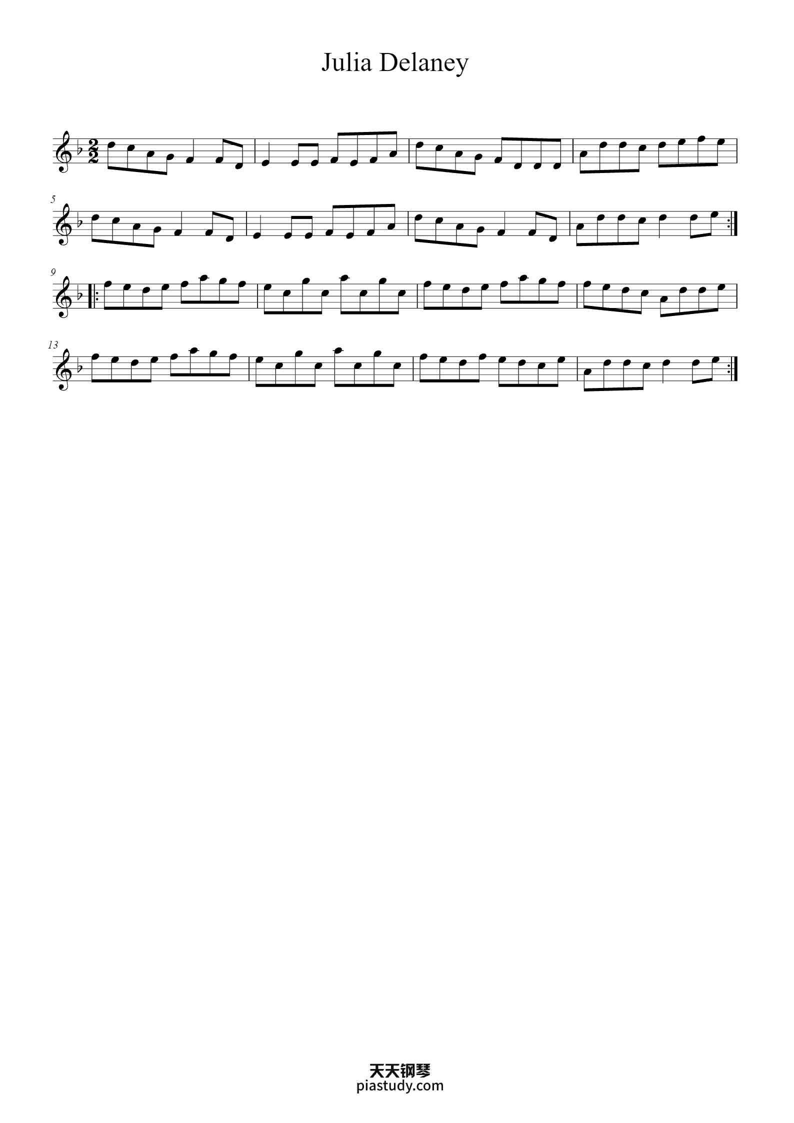 Julia Delaney钢琴谱 - Hallie Chambers - free piano sheet music - PiaNoproblem