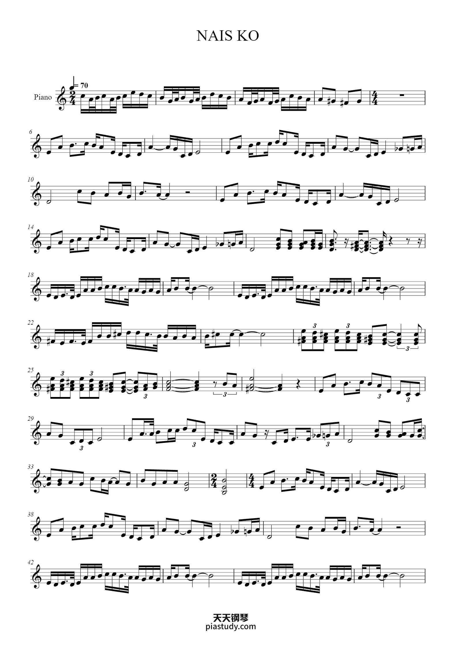 'NAIS KO' - Piano Sheet Music By rYAN CAYABYAB | TOPiano
