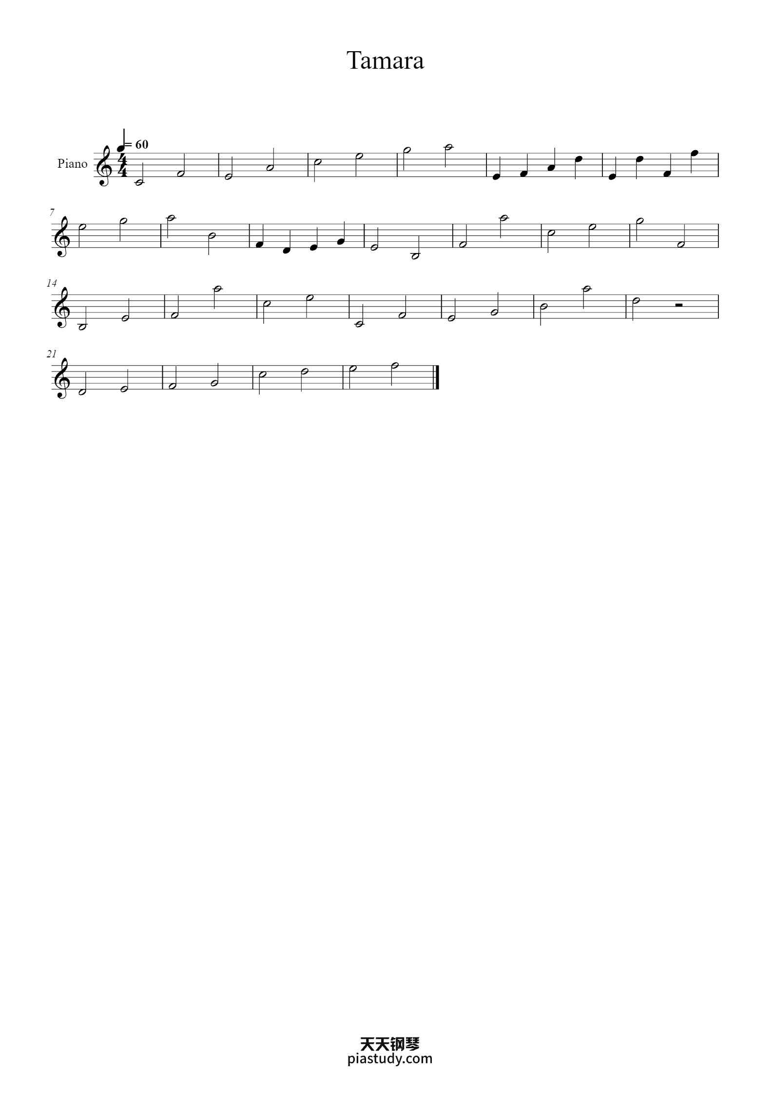 Tamara钢琴谱 - Tamara Elias Pereira - free piano sheet music - PiaNoproblem