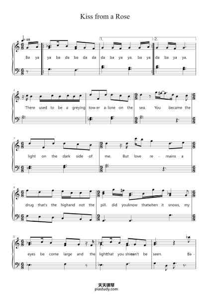 'Kiss from a Rose' - Piano Sheet Music By Music and words by Seal ...