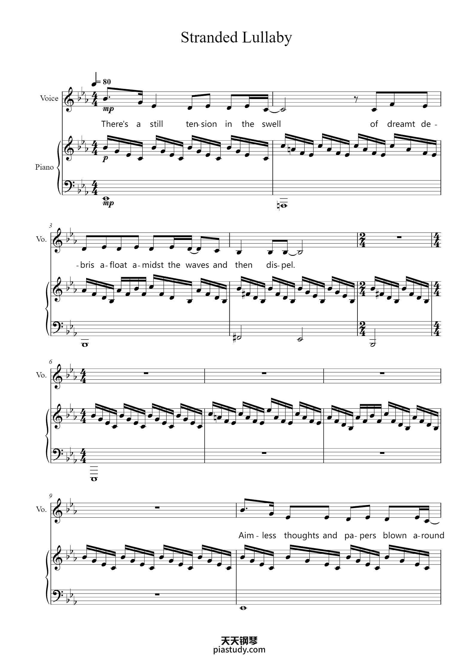 'Stranded Lullaby' - Piano Sheet Music By Miracle Musical | TOPiano