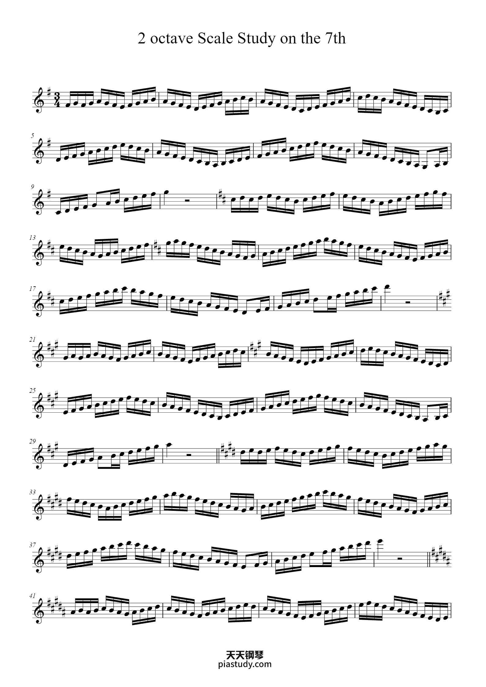 '2 octave Scale Study on the 7th' - Piano Sheet Music By James Sims ...