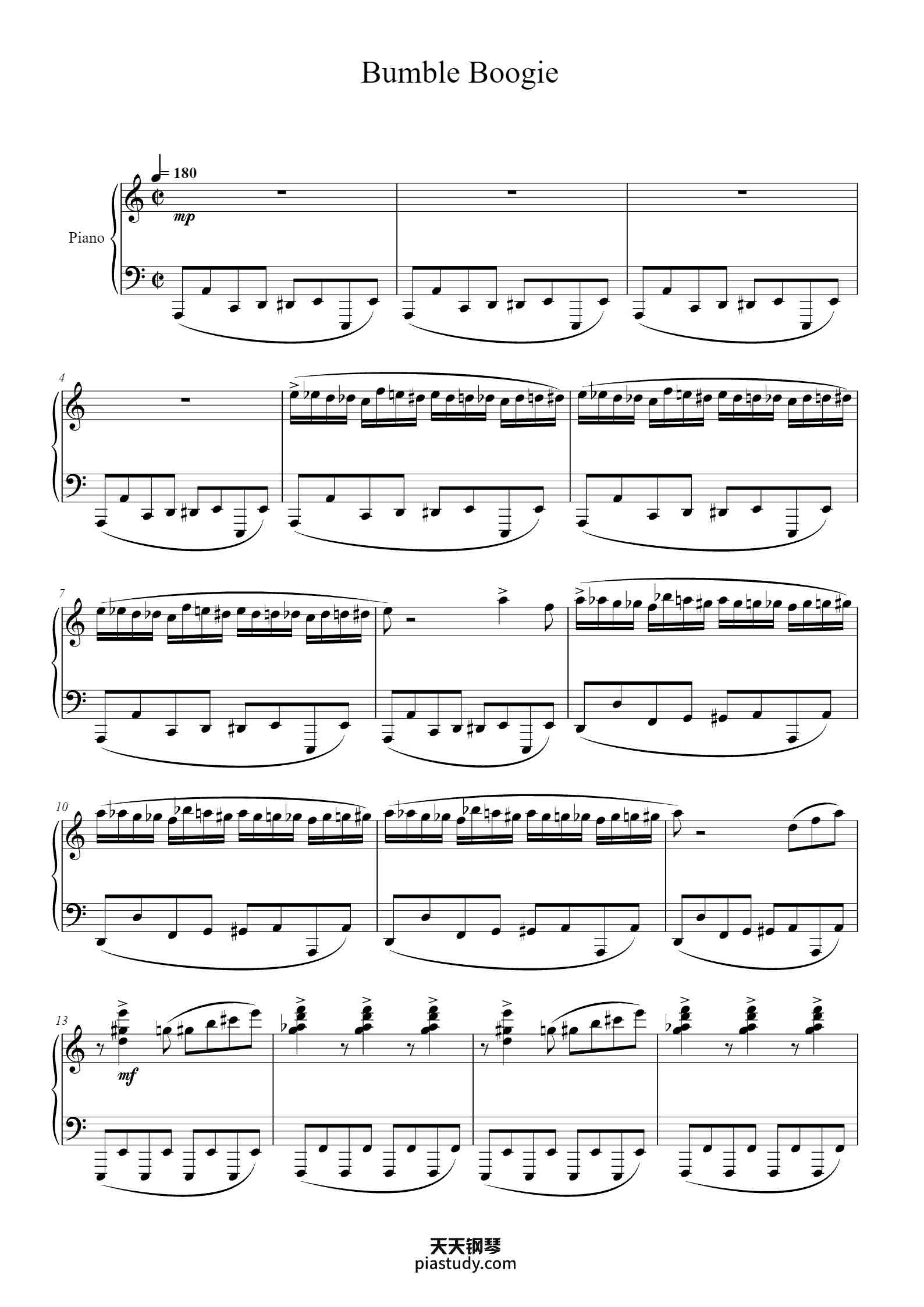 'Bumble Boogie' - Piano Sheet Music By Jack Fina | TOPiano