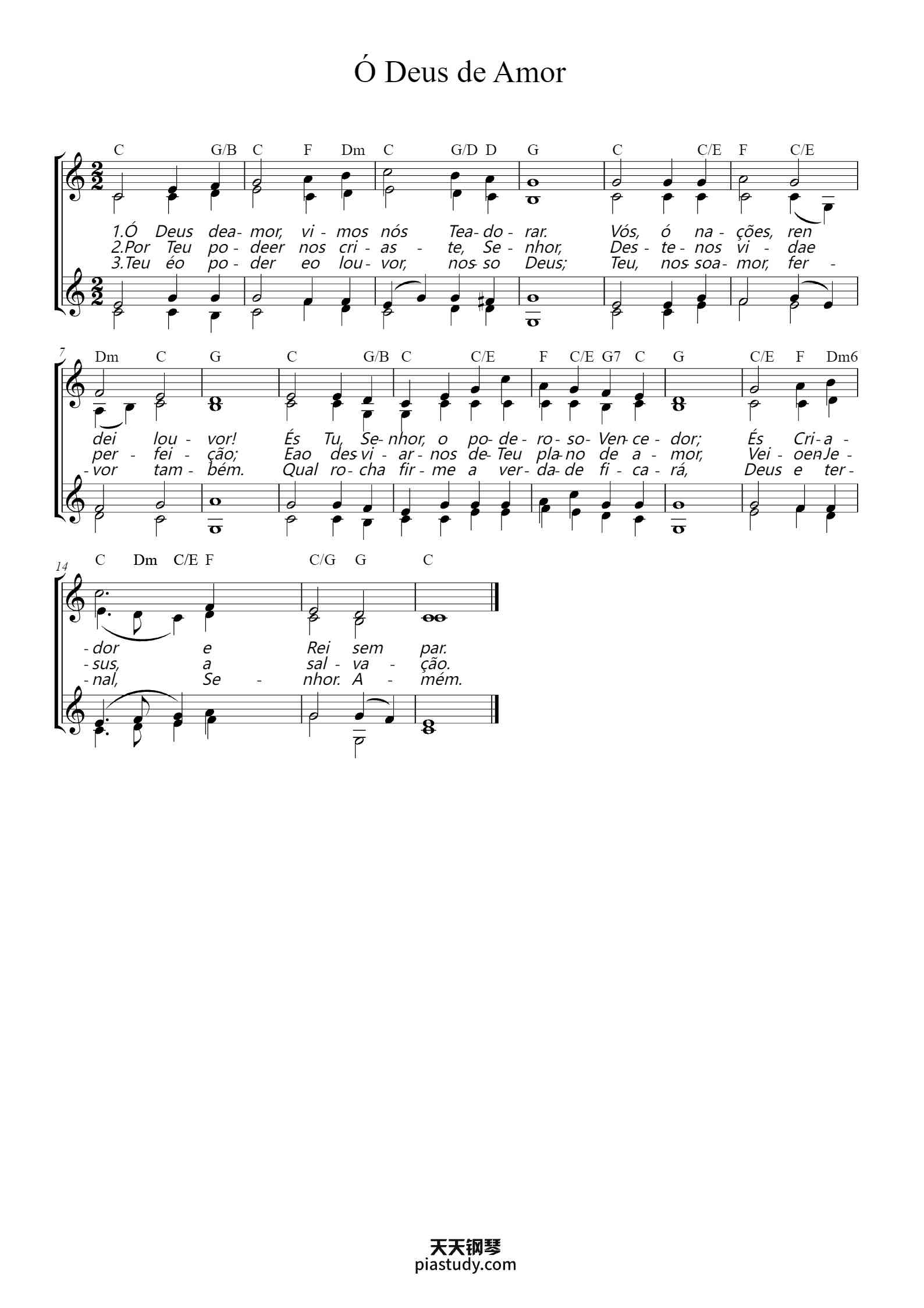 Ó Deus de Amor钢琴谱 - John Halton - free piano sheet music - PiaNoproblem