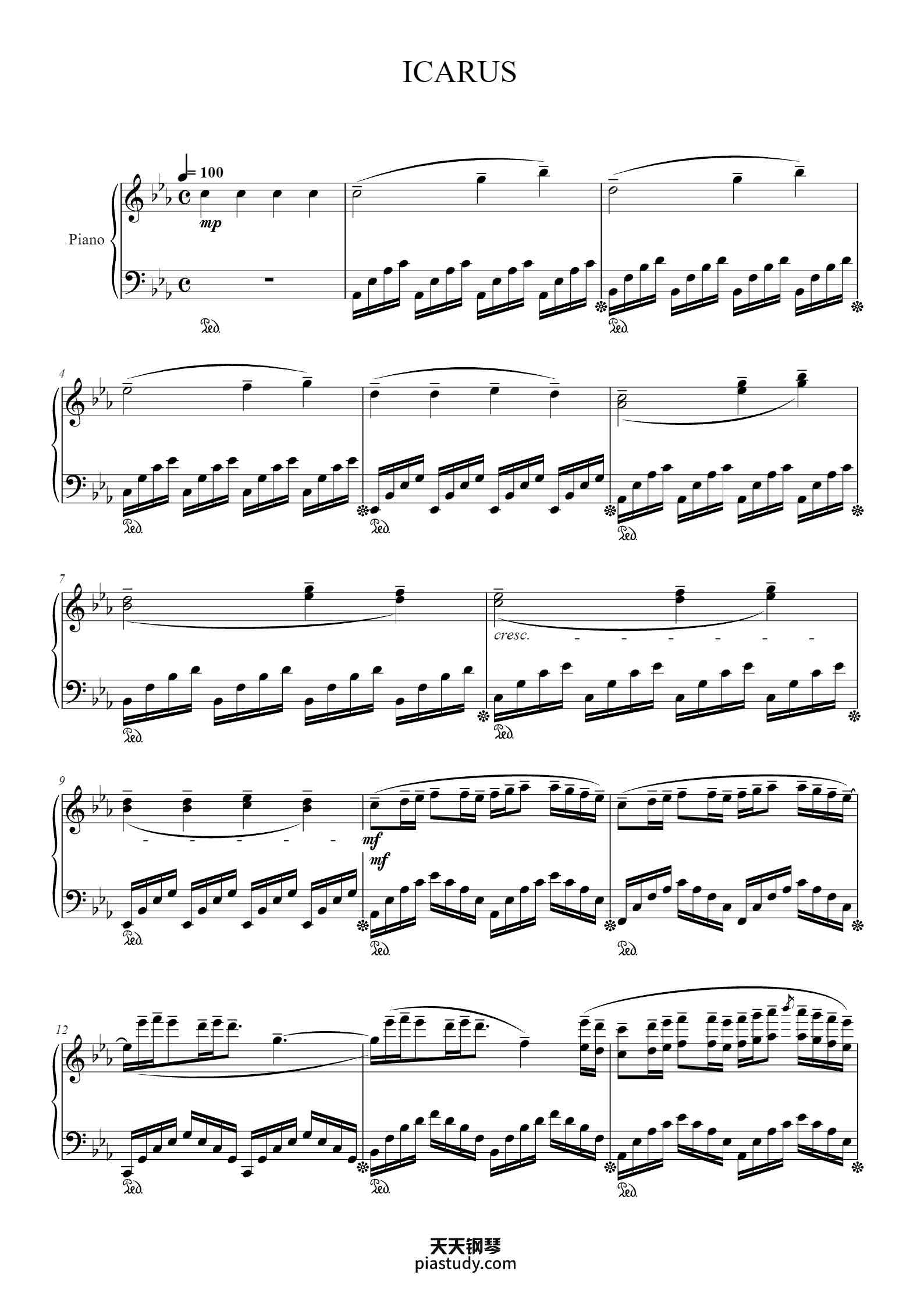 'Icarus' - Piano Sheet Music By Composed by Tony Ann | TOPiano