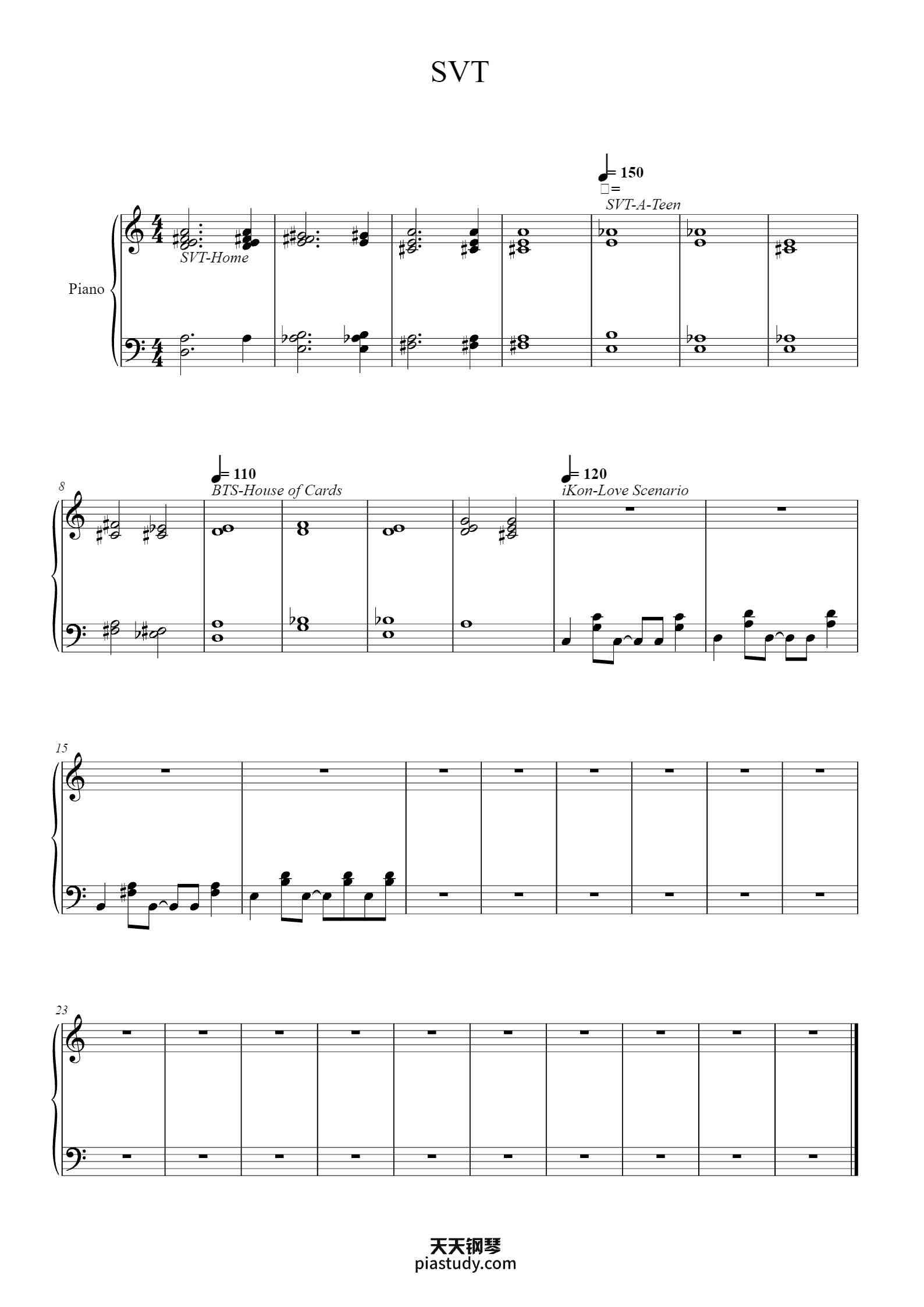 SVT钢琴谱 - Edlass Shaster - free piano sheet music - PiaNoproblem