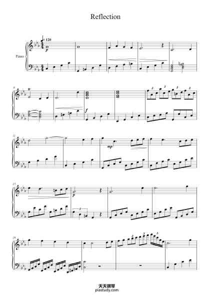 'Reflection' - Piano Sheet Music By Vernin | TOPiano