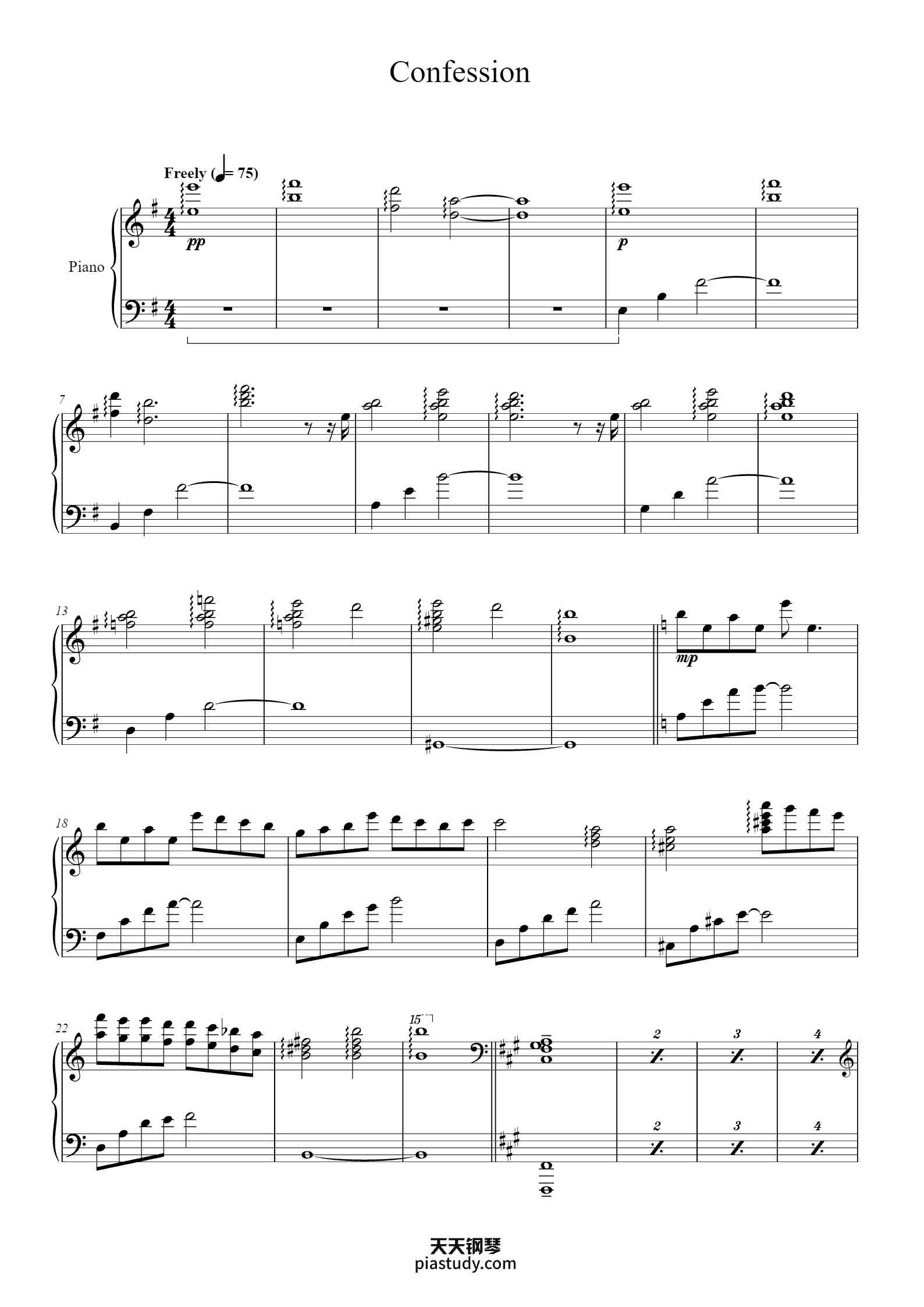 'Confession' - Piano Sheet Music By Motoi Sakuraba arr. Sam Lavin | TOPiano