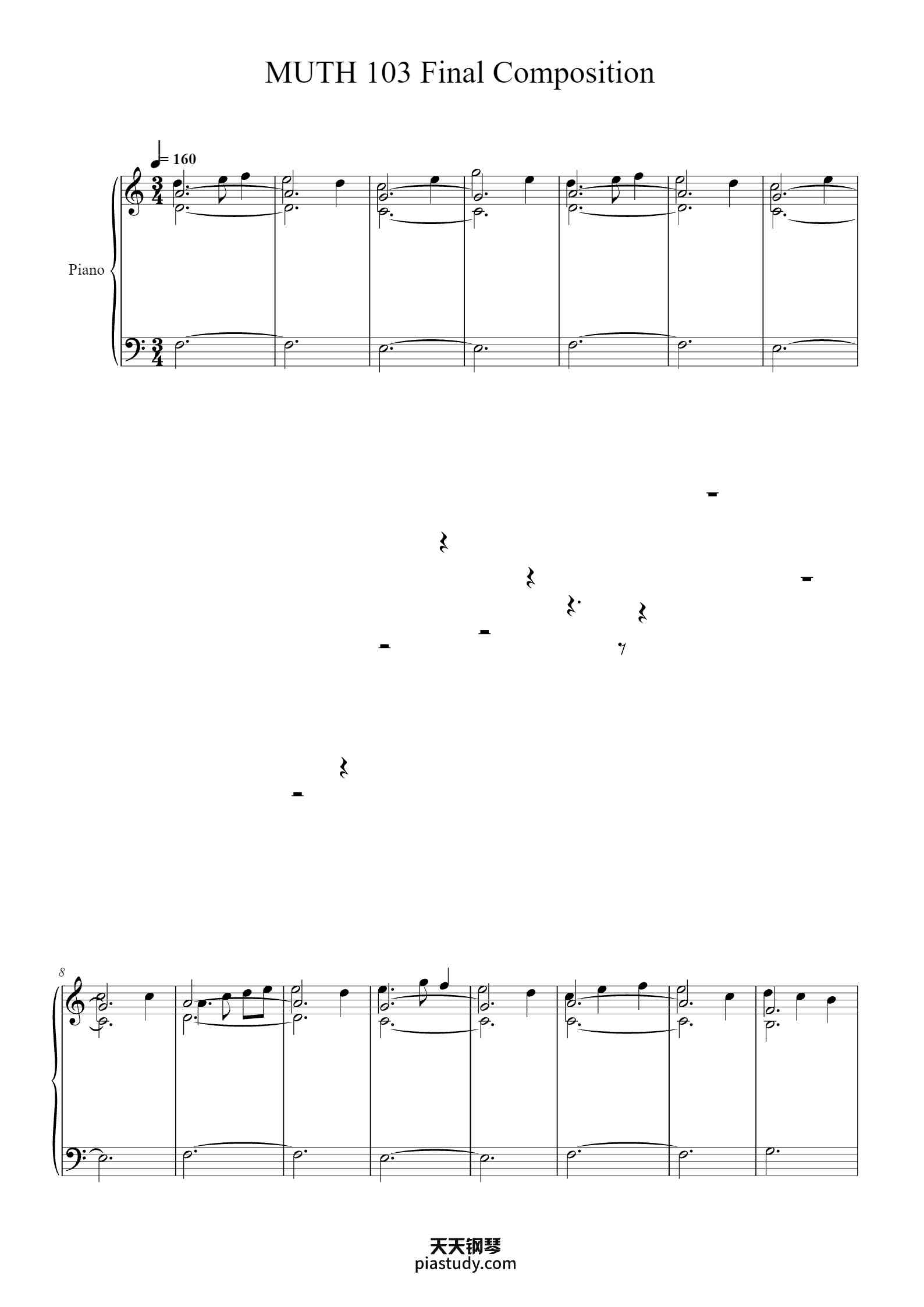 MUTH 103 Final Composition钢琴谱 - Orrl - free piano sheet music ...