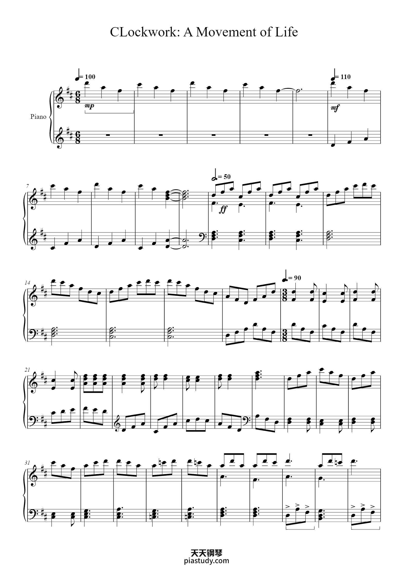 'CLockwork: A Movement of Life' - Piano Sheet Music By Zachary ...