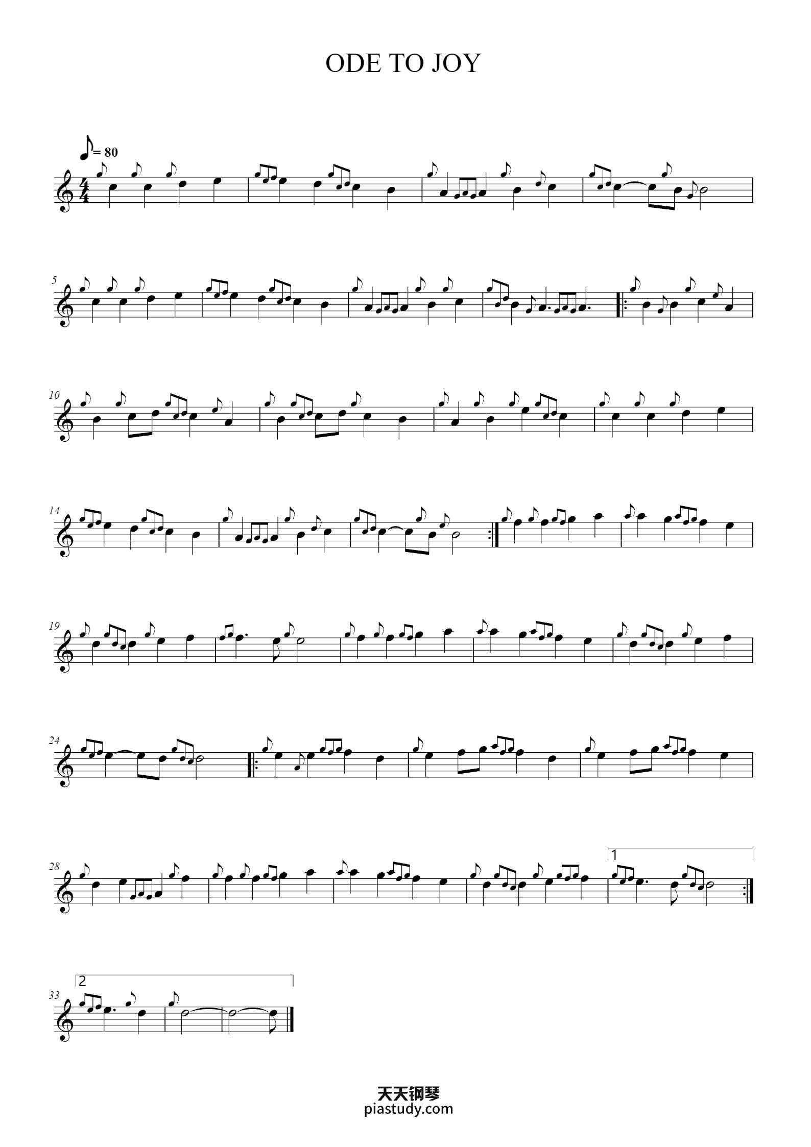 Symphony No. 9 in D Minor, Op. 125 "Choral": IV. Ode to Joy钢琴谱 - Ludwig ...