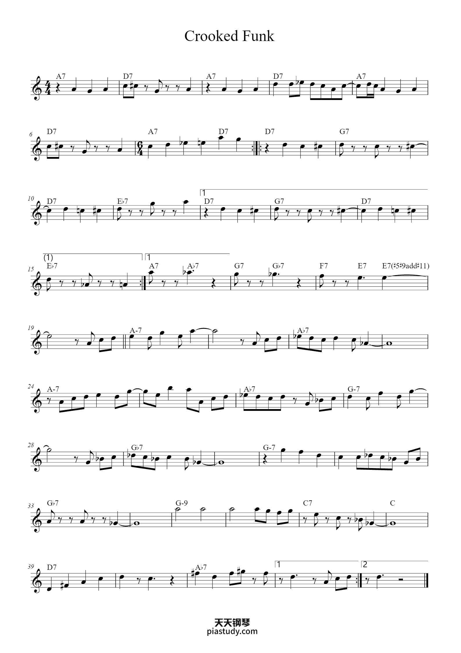 'Crooked Funk' - Piano Sheet Music By xxx | TOPiano