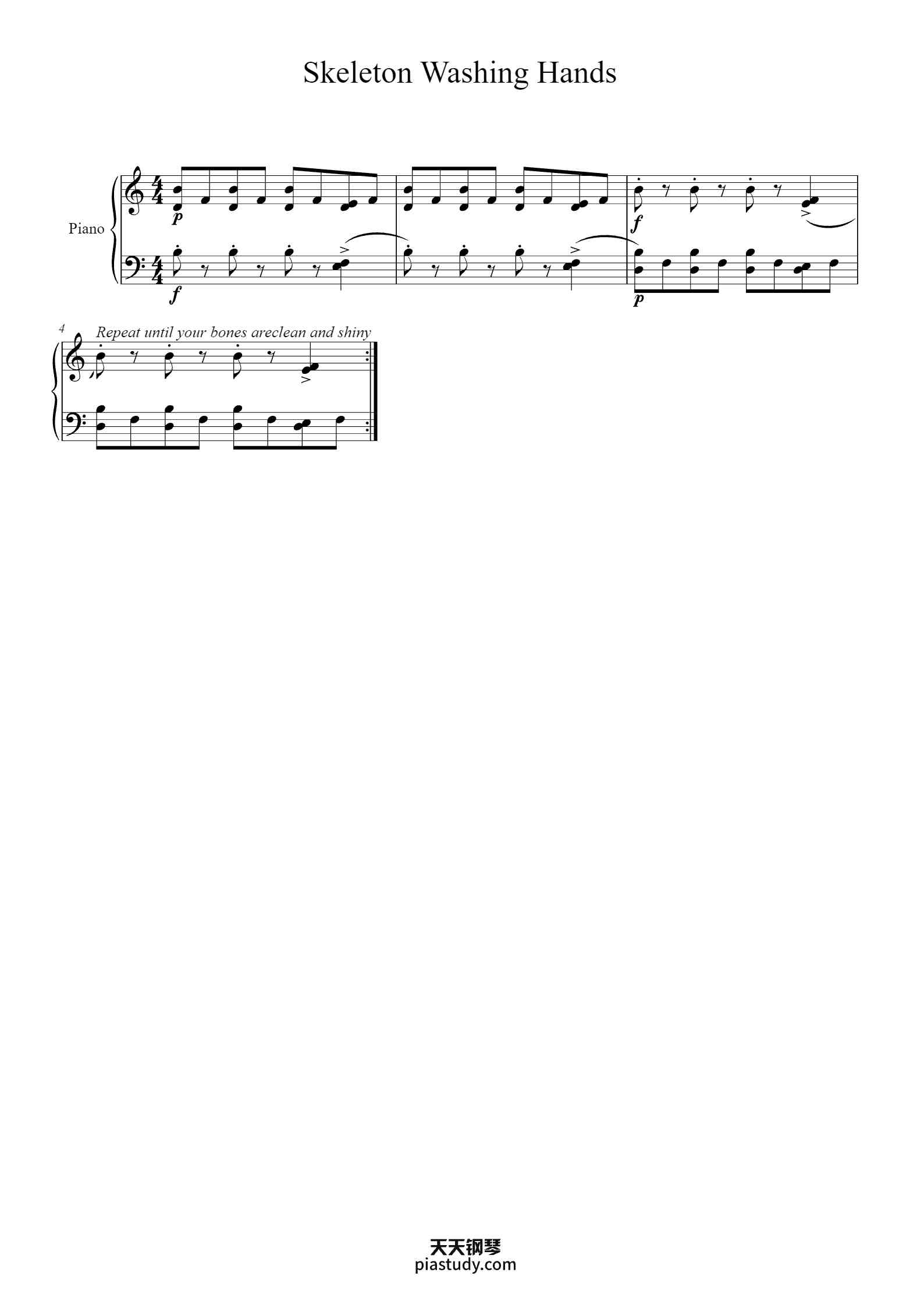 Skeleton Washing Hands钢琴谱 - Tuukka Jokilehto - free piano sheet music ...